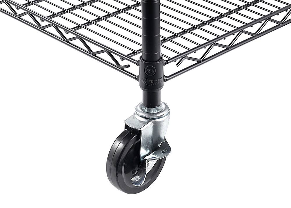 TRINITY BASICS 5 Tier 60x24x72 Wire Shelving NSF w/ Wheels Black Black ...