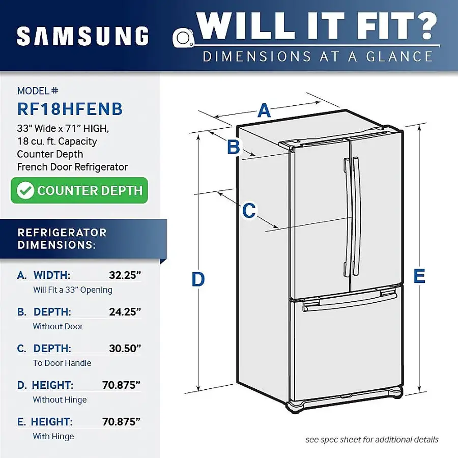 Samsung 17.5 Cu. Ft. French Door Counter Depth Refrigerator Stainless ... Samsung 17.5 Cu. Ft. French Door Counter Depth Refrigerator Stainless ...