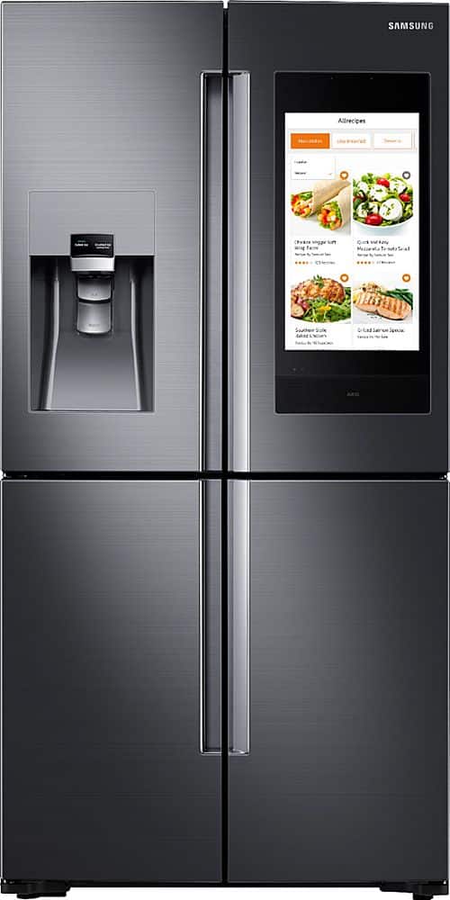 Samsung Family Hub 22 Cu. Ft. 4 Door Flex French Door Counter Depth Fingerprint Resistant Refrigerator Black Stainless Steel OBX RF22N9781SG Best