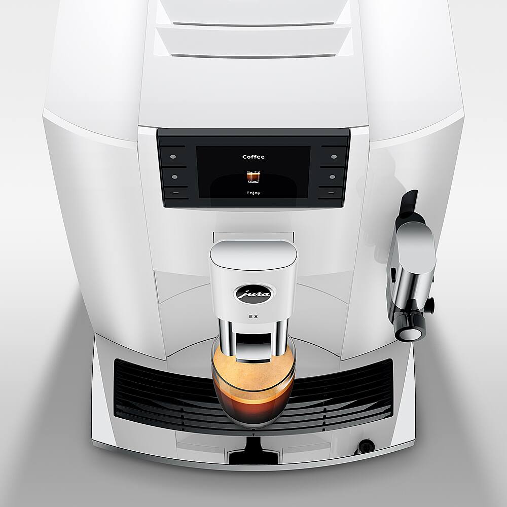 JURA E8 Single Serve Automatic Espresso and Coffee Machine with 15 Bars of Pressure White 15683 ...