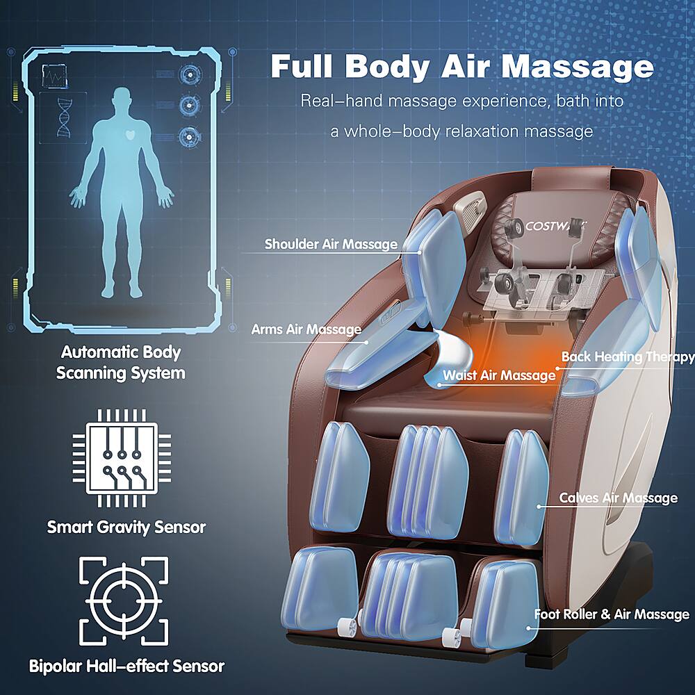 Costway Full Body Zero Gravity Massage Chair Recliner w/ SL Track Heat ...