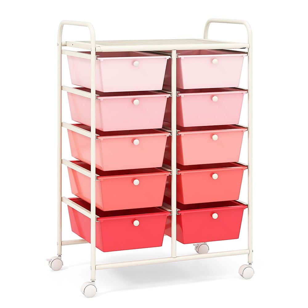 Costway 10-Drawer Storage Cart Utility Rolling Trolley Kitchen ...
