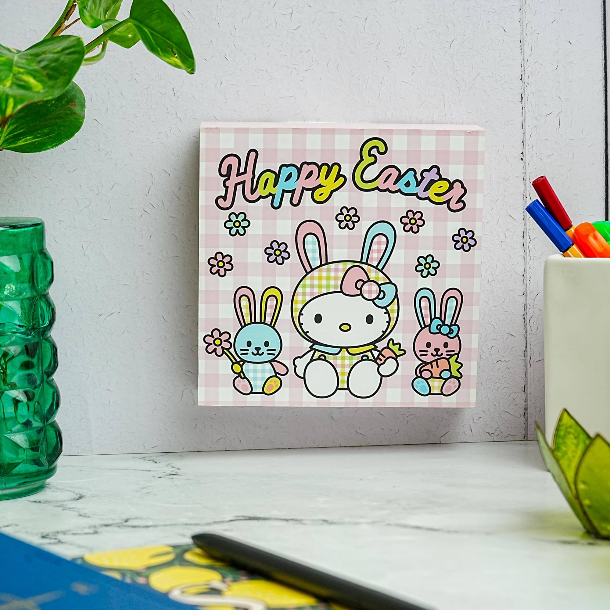Silver Buffalo Sanrio Hello Kitty "Happy Easter" 6 x 6 Inch Wood Box ...