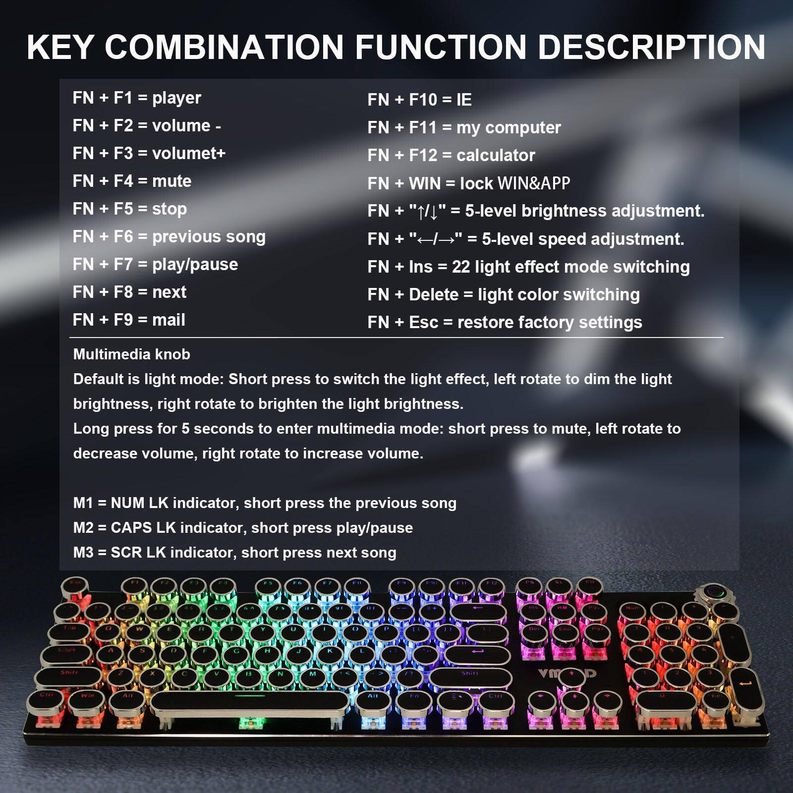 Stamp n Camp Typewriter Mechanical Gaming And Mouse Combo Rainbow Rgb ...