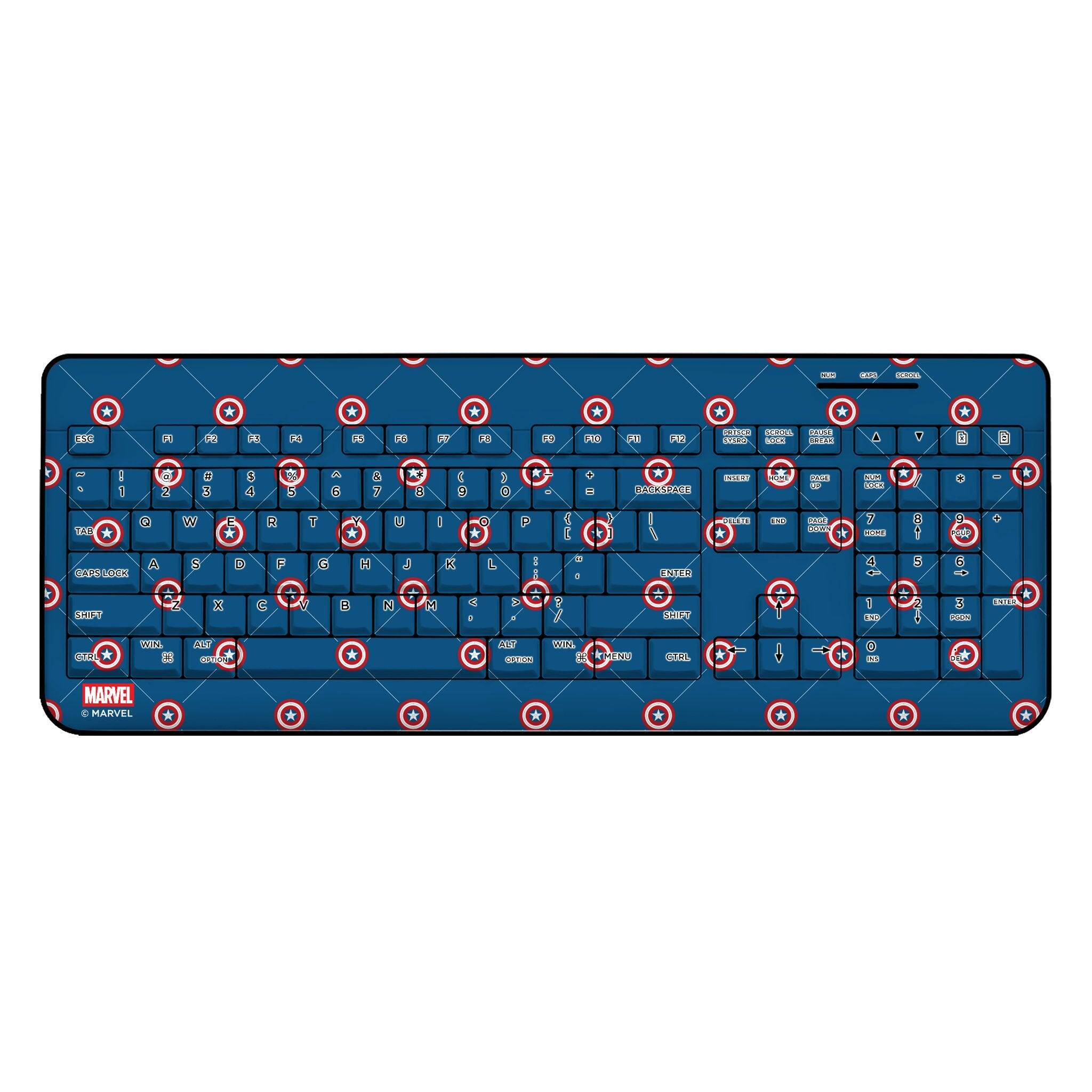 Keyscaper Marvel Pattern Wireless USB Keyboard Captain America K510WL ...