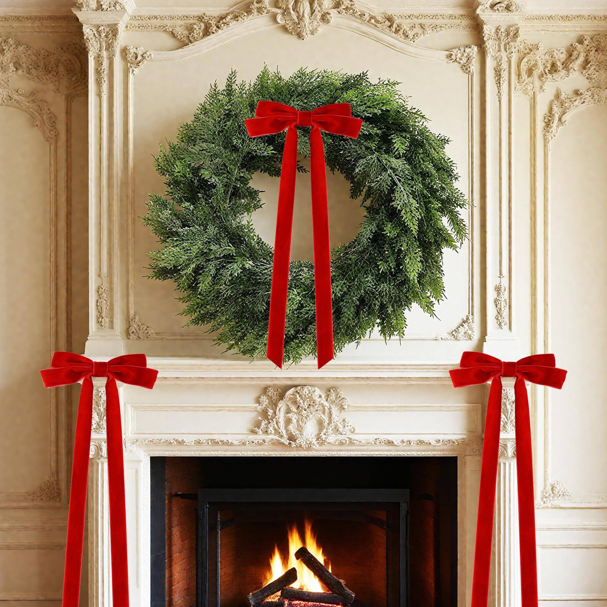 Stylel Star 10pcs Large Christmas Tree Bows 20in X 8in Premade Vintage ...