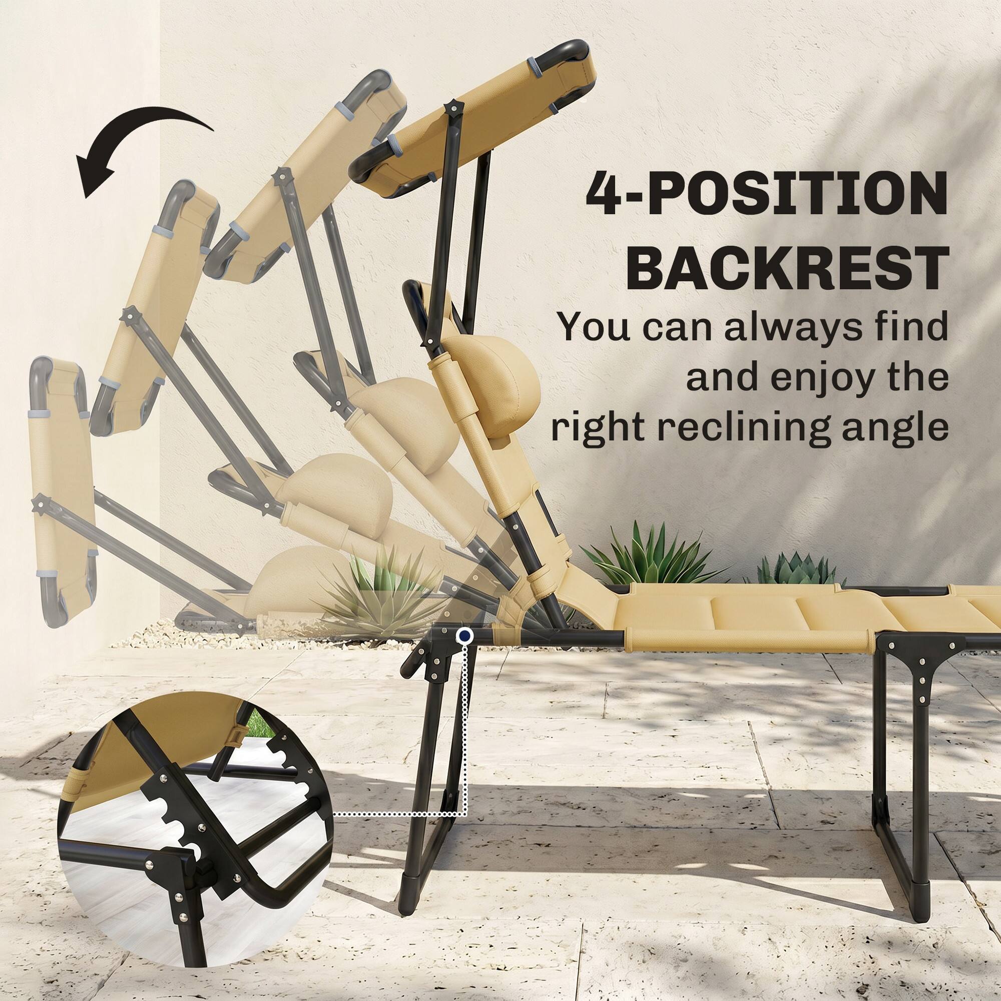 Outsunny Lounge Chair, 4 Position Adjustable Backrest, Folding ...