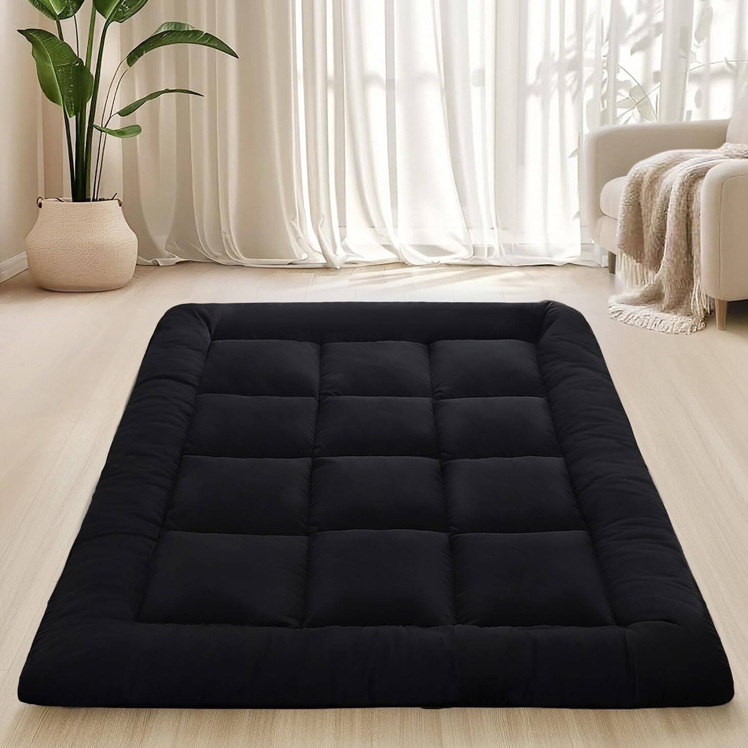 Fabibe Floor Mattress Foldable & Portable Roll Up Futon 3" Grey Tatami ...