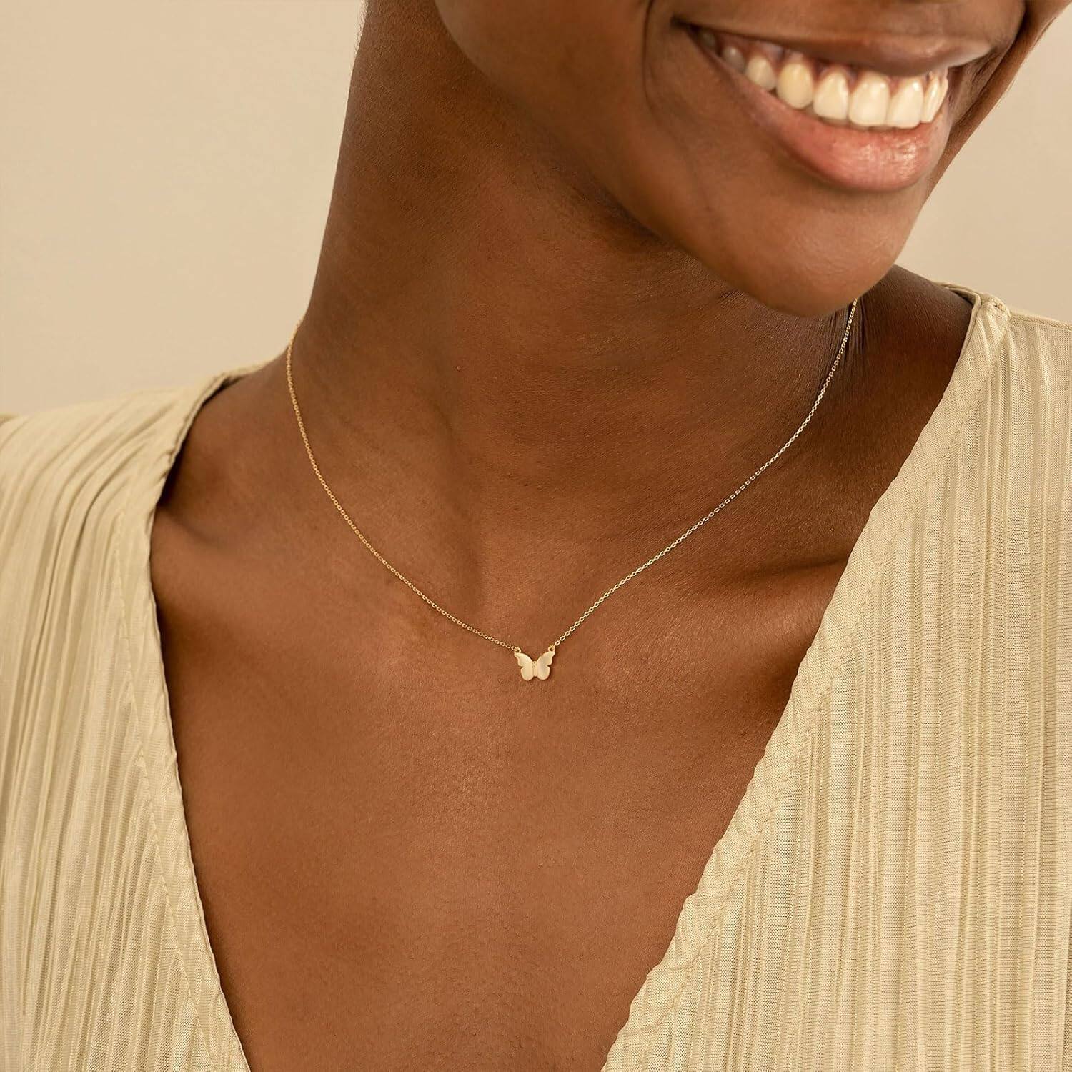 Live At Space Gold Necklace for Women 14K Plated Dainty Star of David ...