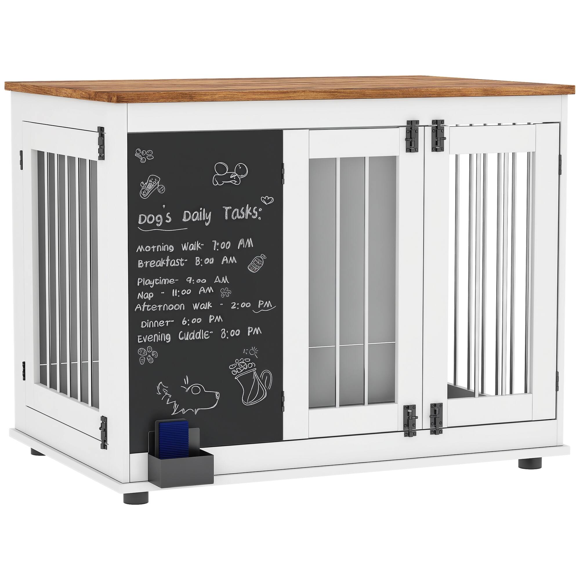 Pawhut Dog Crate Furniture with Chalkboard, 39" Kennel, Three Doors ...