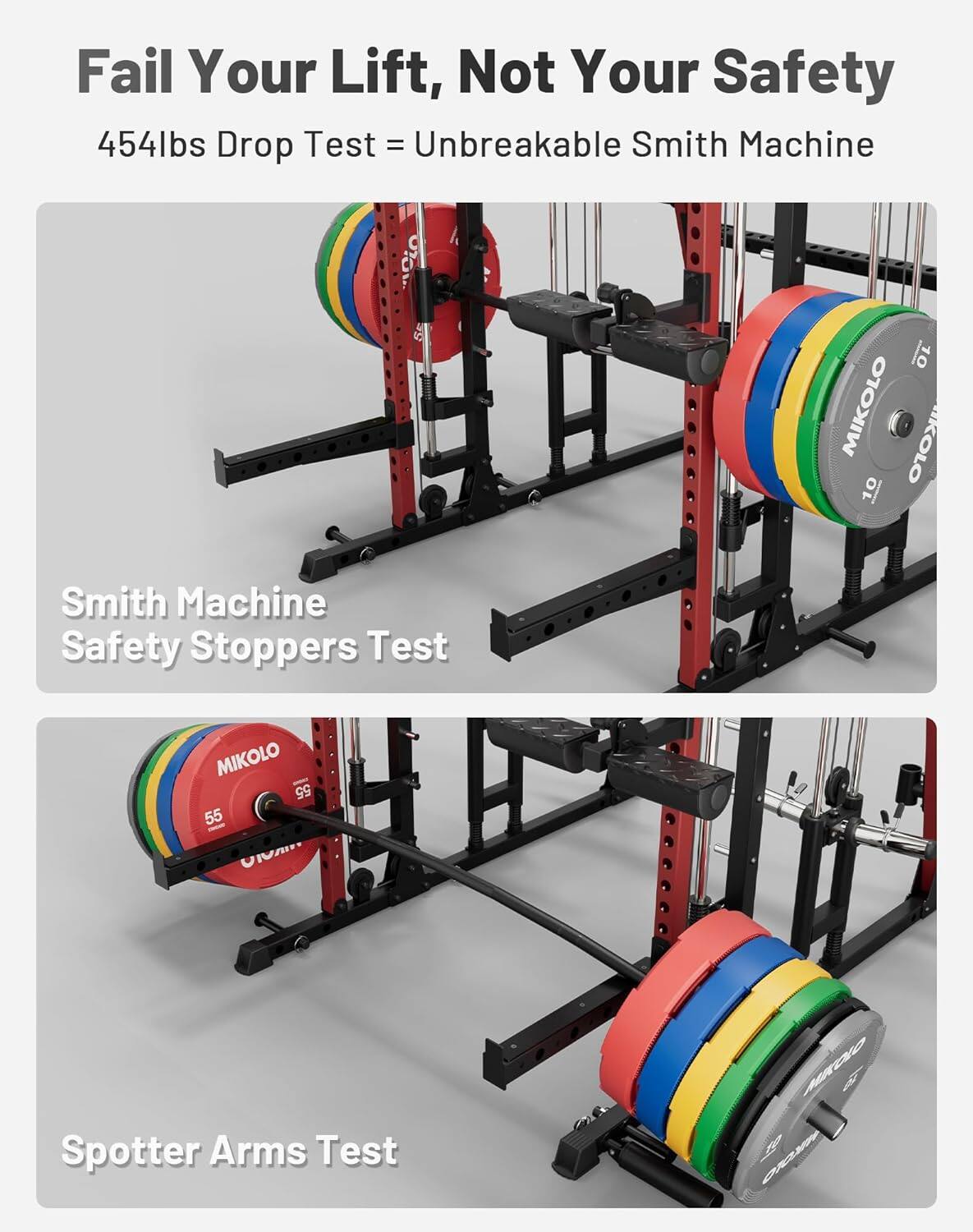 Mikolo Smith Machine, 2200lbs Squat Rack with LAT Pull Down System ...