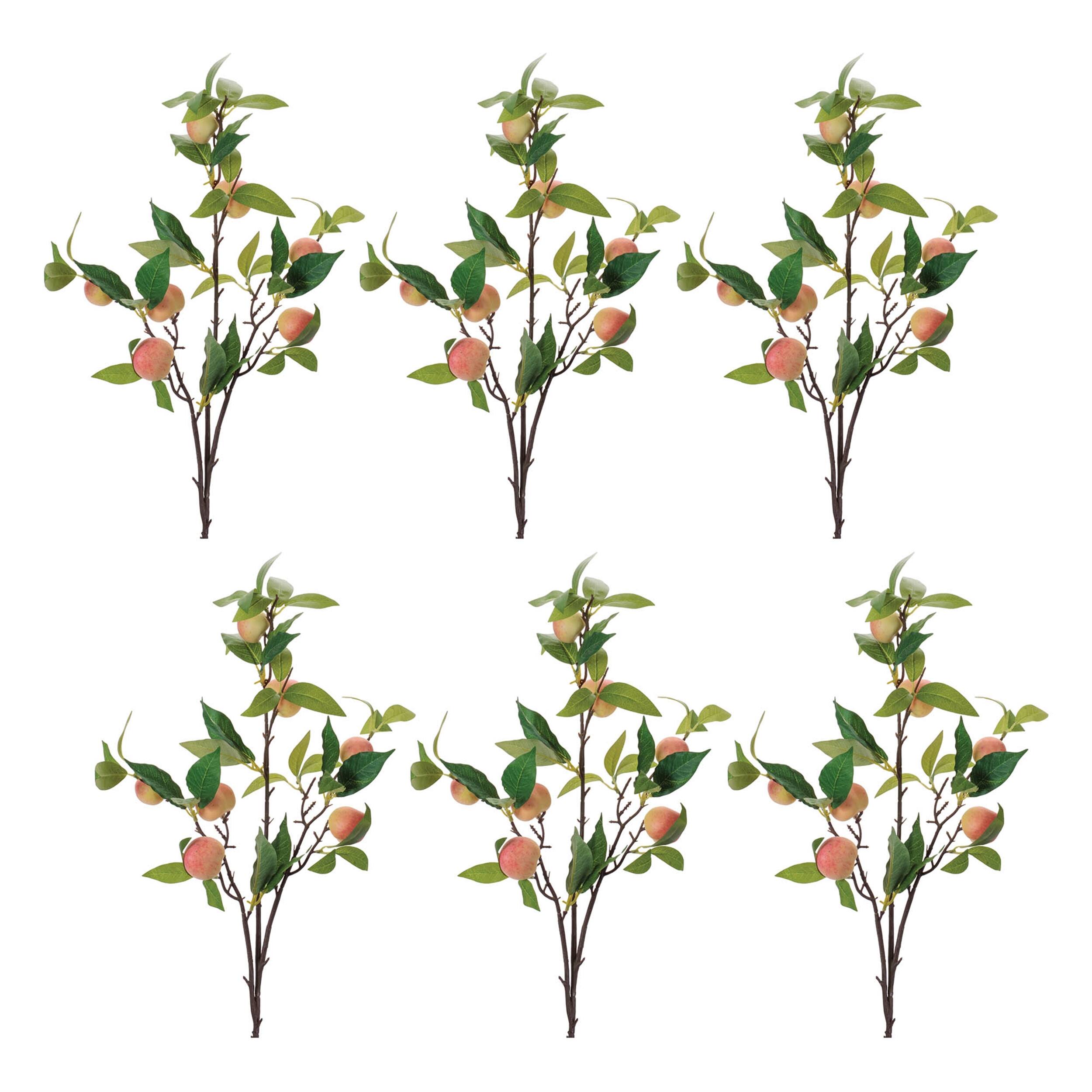 BreeBe Peach Fruit Foliage Branch (Set of 6) Pink, Green 96883DS - Best Buy