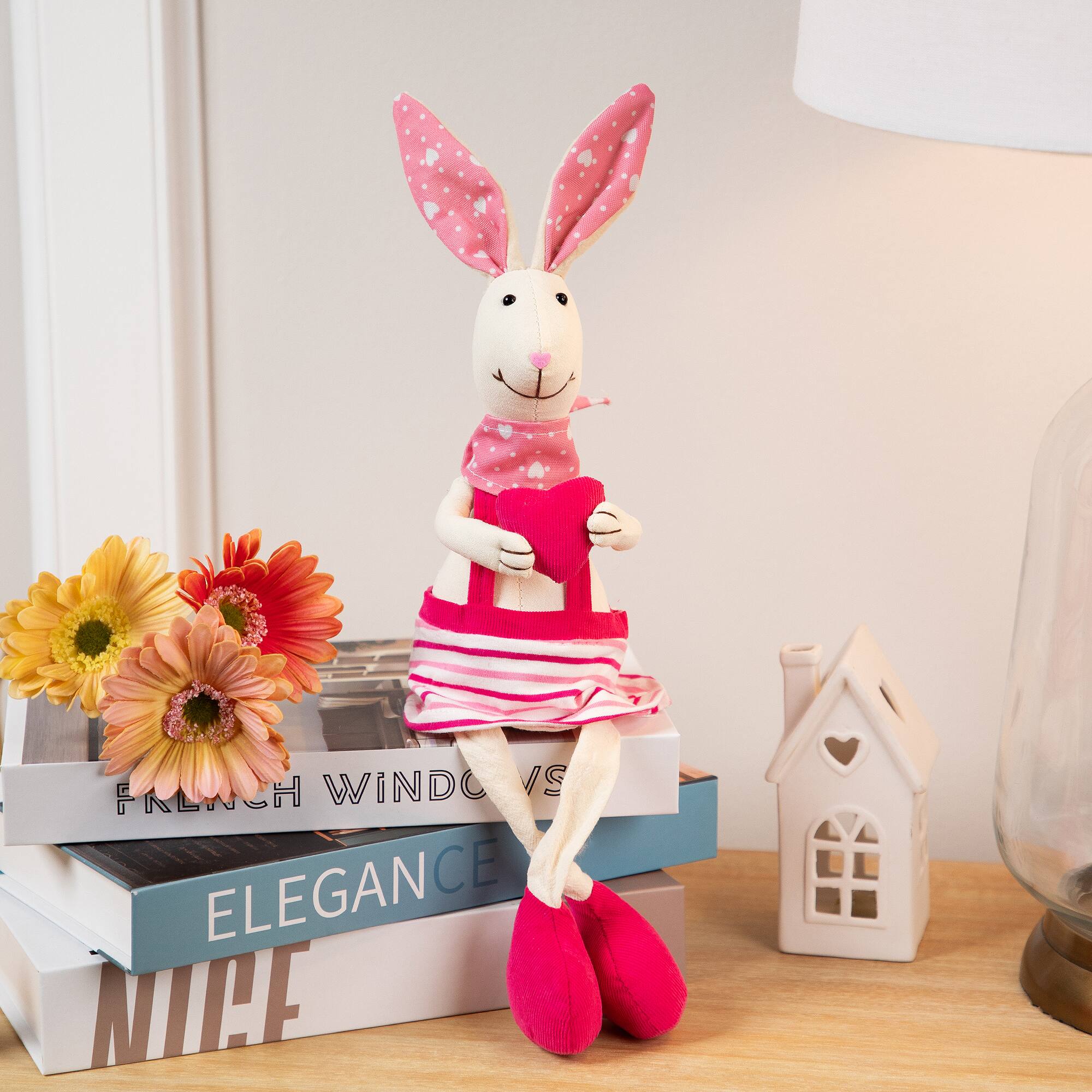 Northlight Sitting Girl Easter Rabbit Decoration with Dangling Legs 16. ...