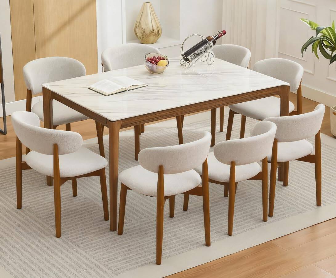 Babevy Wooden Dining Chairs Set, Mid Century Modern Fabric Upholstered ...