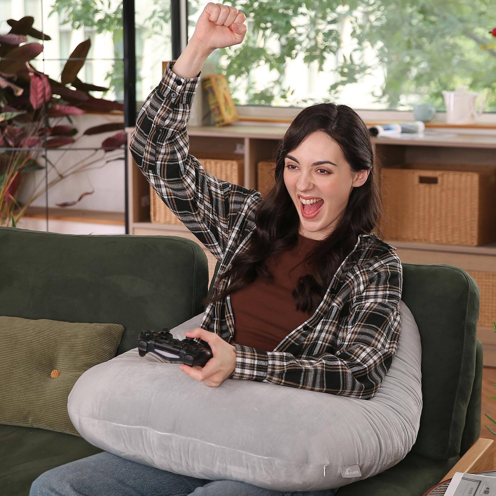 MAGICAL RUBS U shape Gaming & Lap Pillow Crochet Reading Support With ...