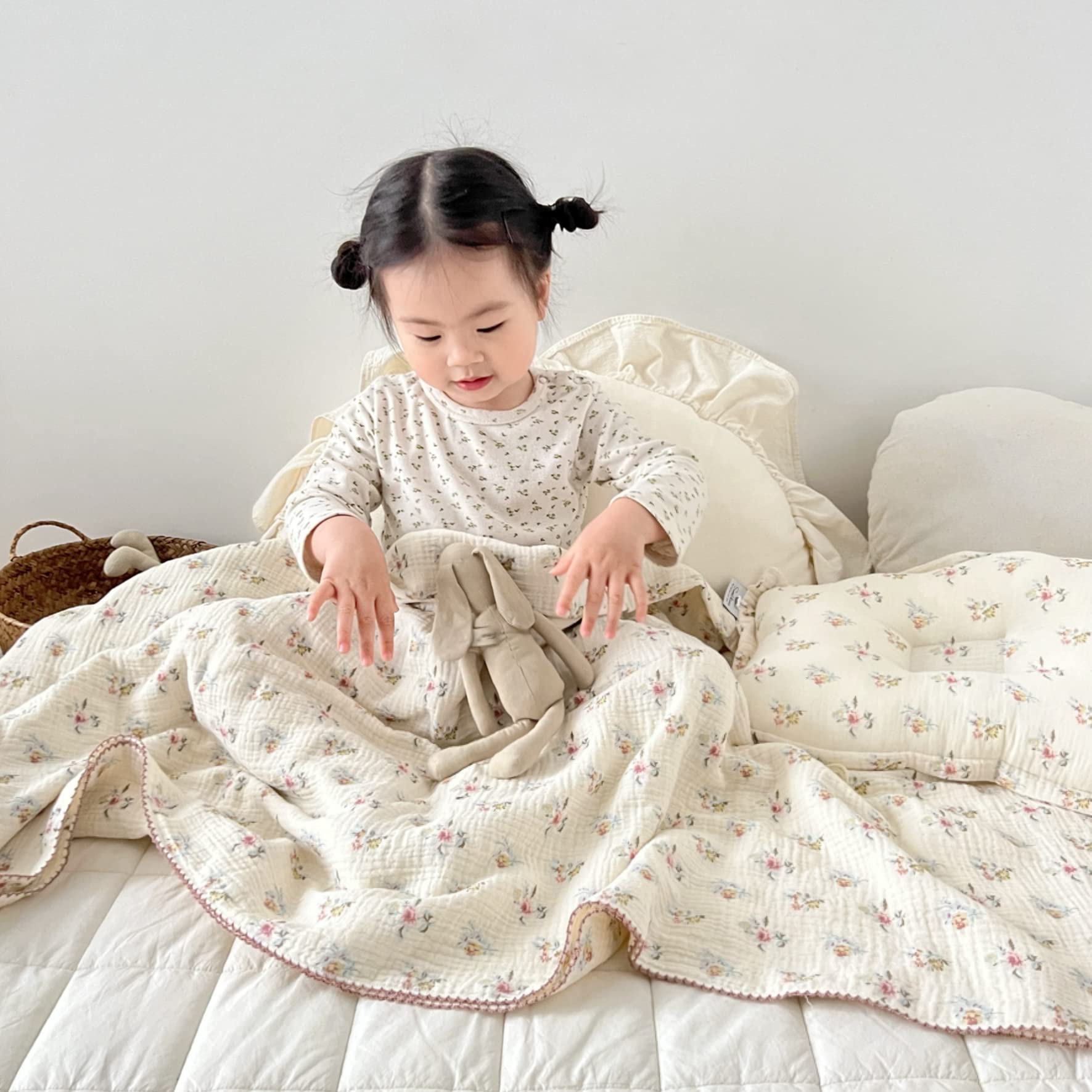 Paradigms Interiors Cotton Muslin Throw Blanket 47''x51'' Reversible ...