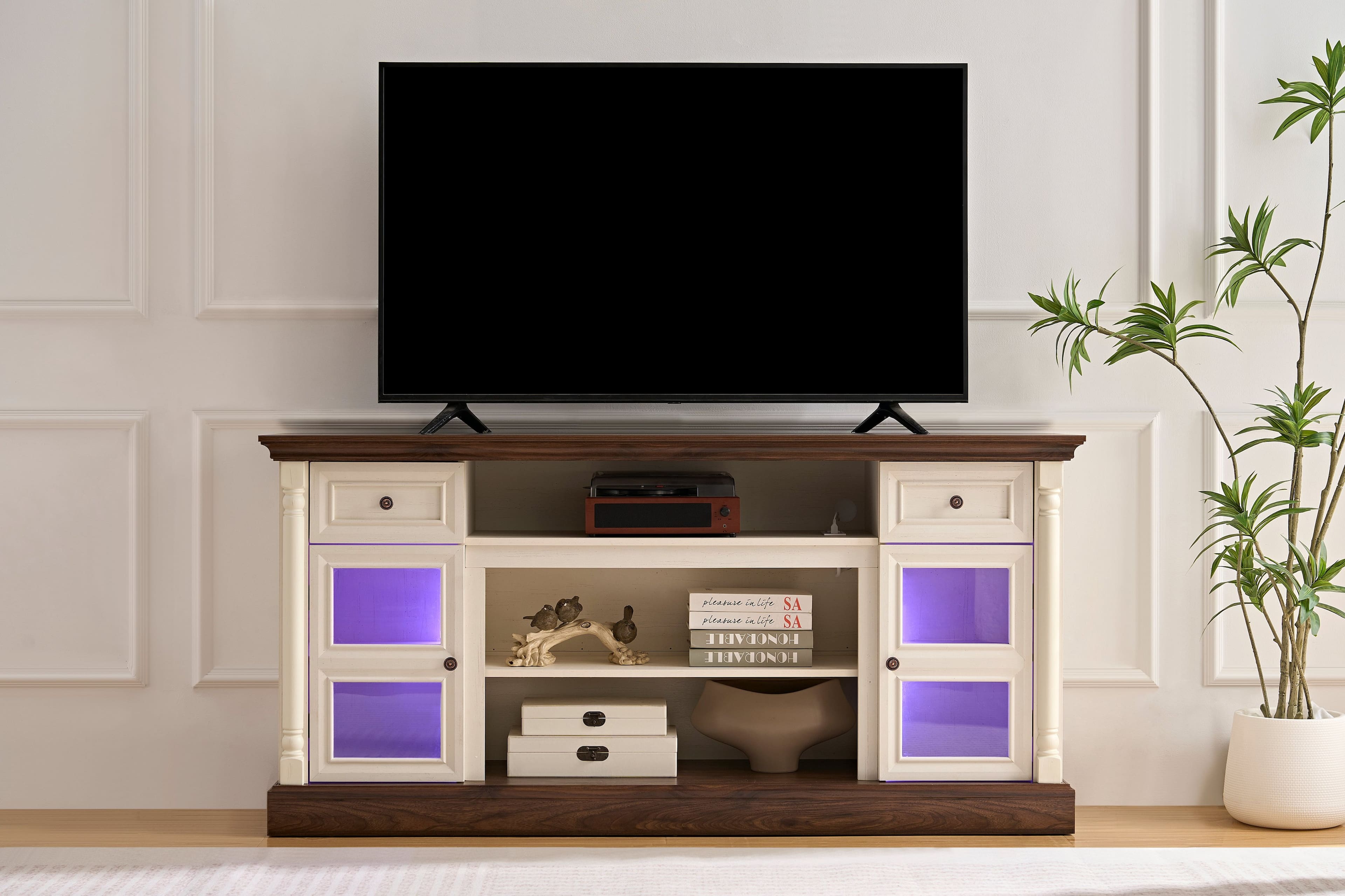 Fireplace APRILSOUL - TV Stand with Roman Column Styling Up to 80-inch ...