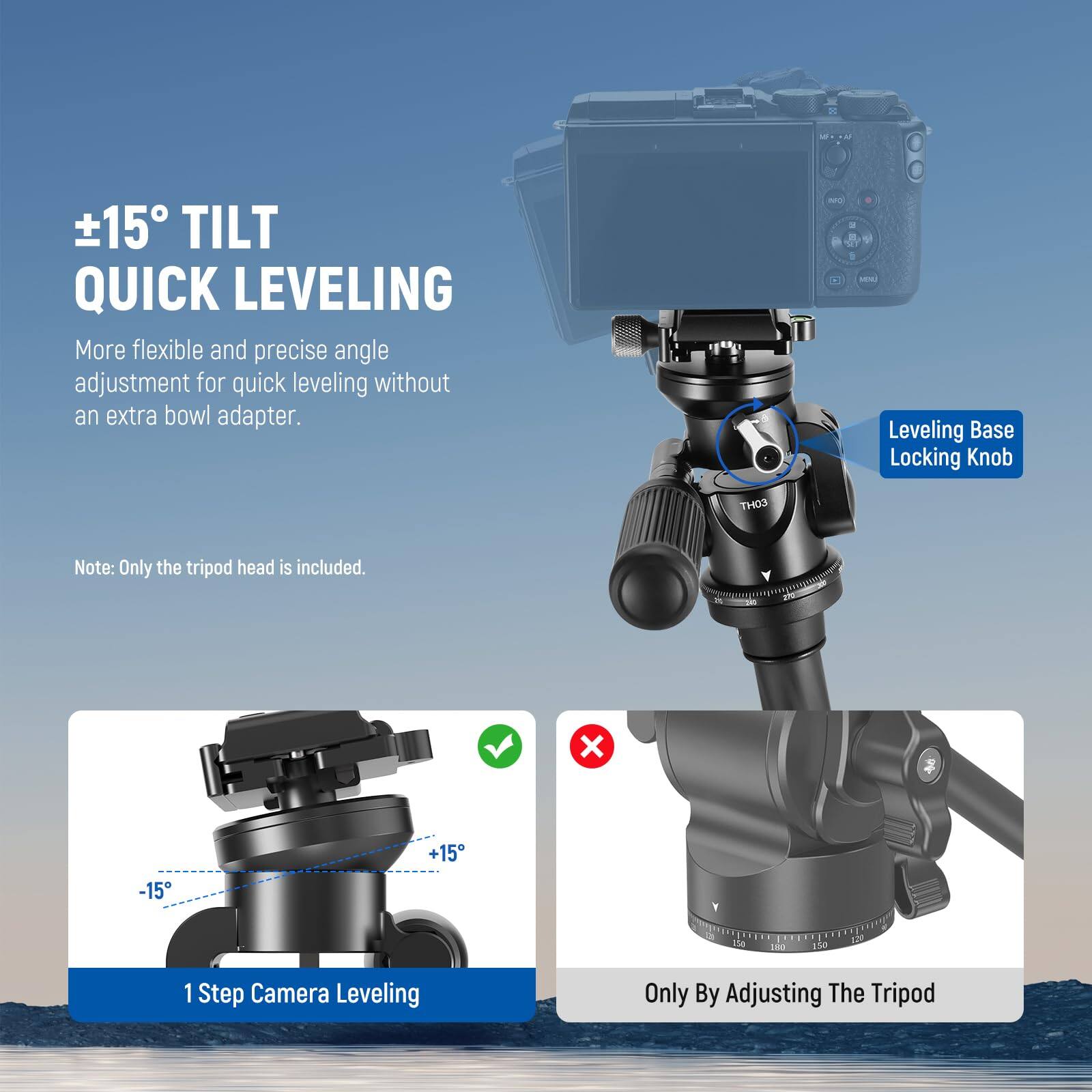 Neewer Video Pan Tilt Head, +/ 15° Leveling, Arca, 11lb TH03 - Best Buy