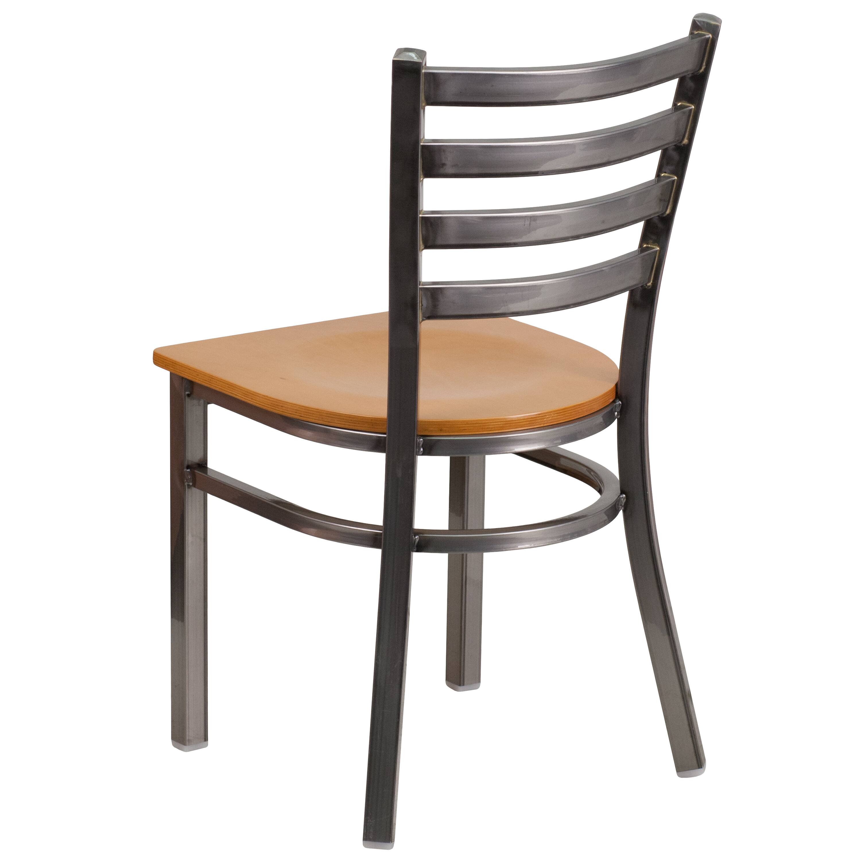 Emma + Oliver Clear Coated Ladder Back Metal Restaurant Dining Chair ...