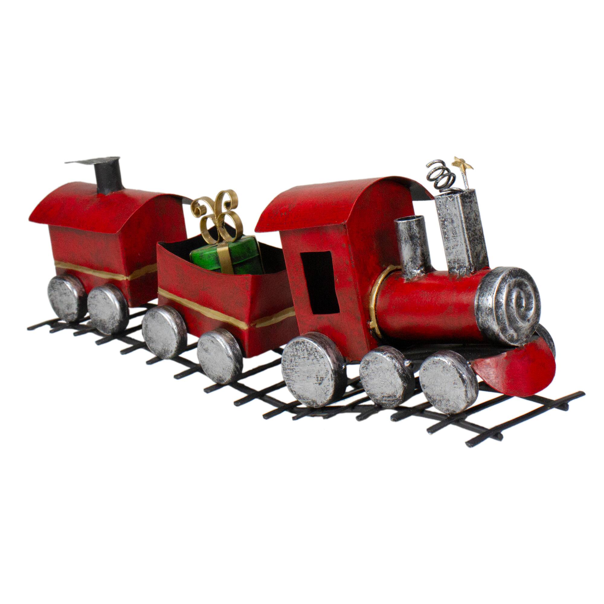 Northlight Triple Car Metal Train Christmas Decoration 15" and Silver ...