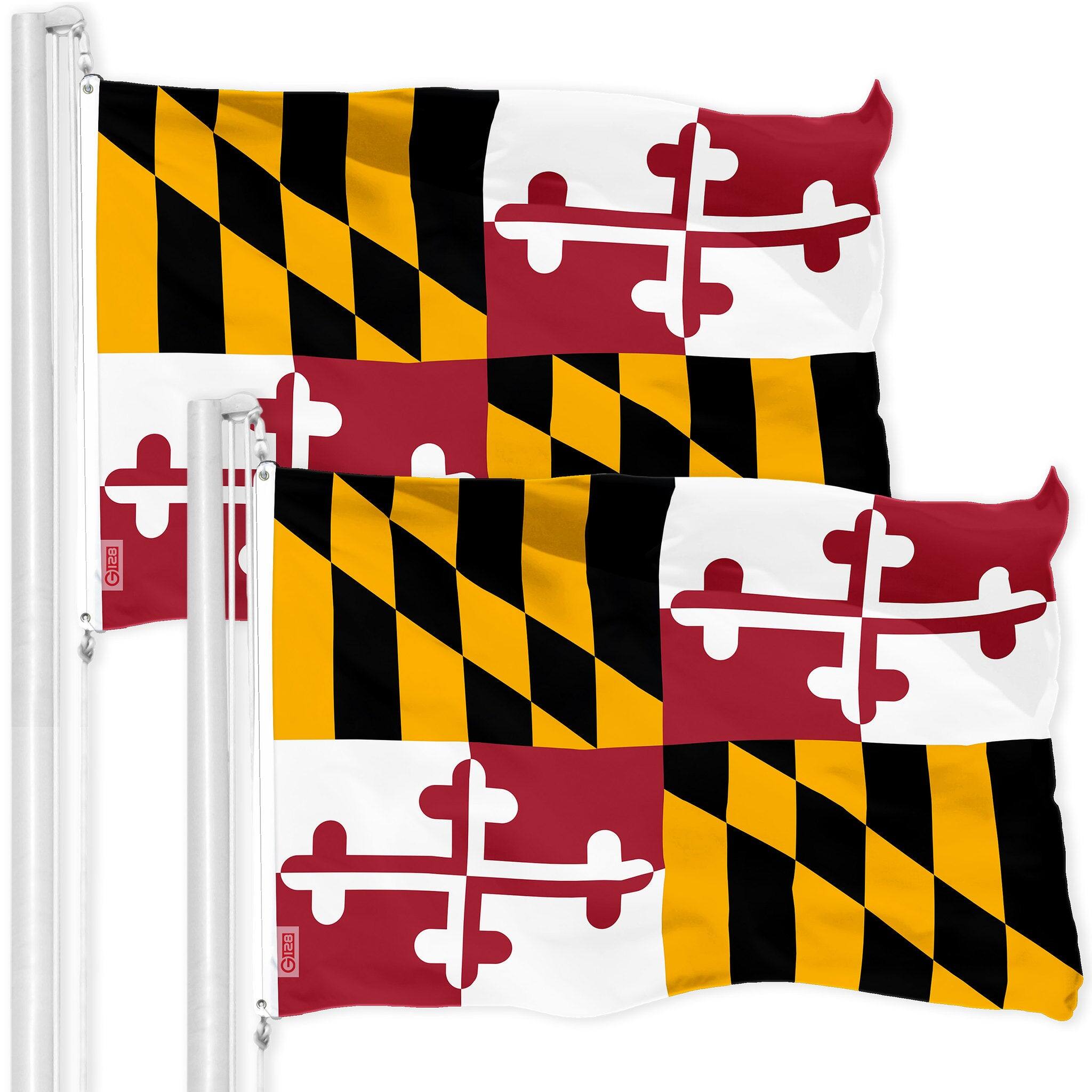 G128 Maryland State Flag 3 x 5 ft — Pack of 2, 150D Polyester with ...