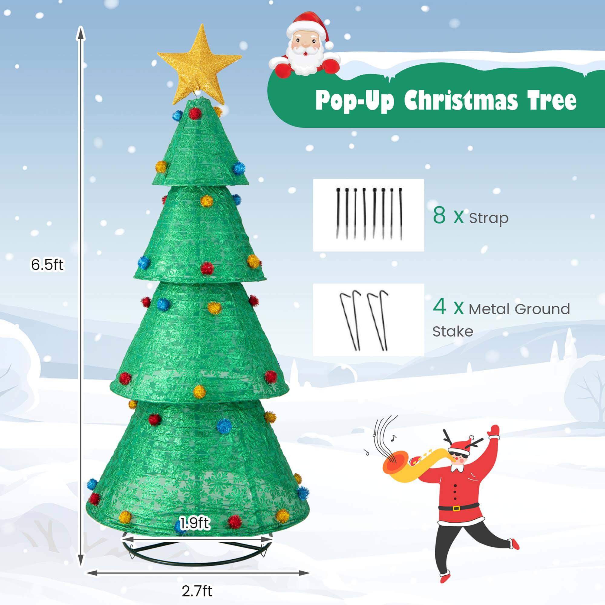 Costway Pop Up Christmas Tree Pull Up Artificial Collapsible Decoration ...