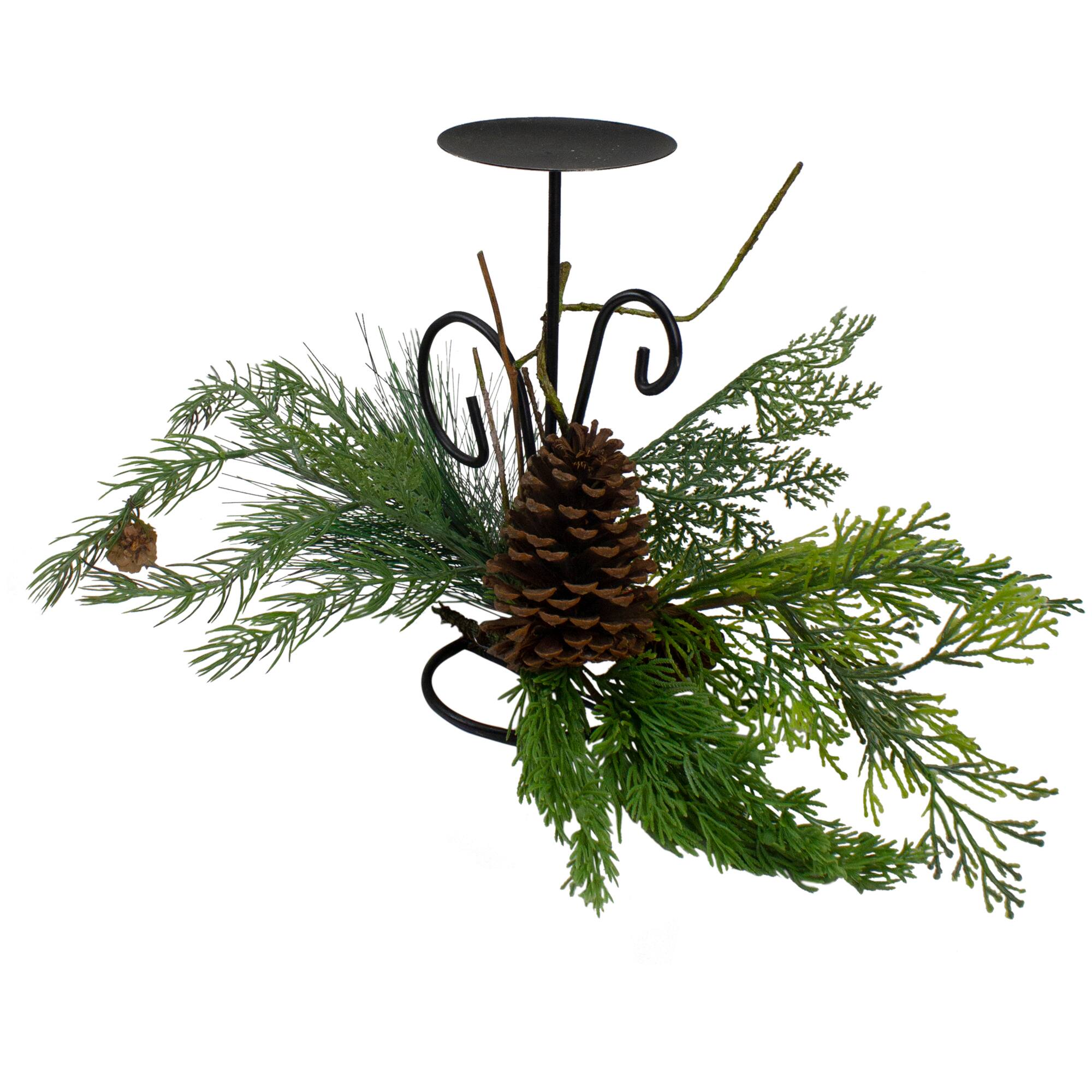 Northlight 10" Artificial Sprigs and Pine Cone Christmas Candle Holder ...