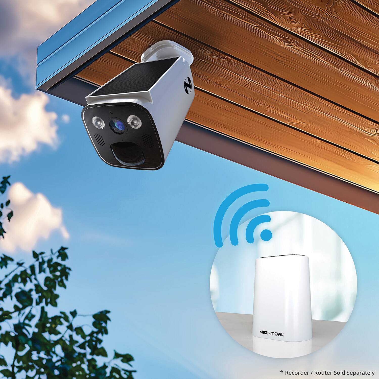 Night Owl Solar Powered Wire Free 2K Security Camera with Spotlight and ...