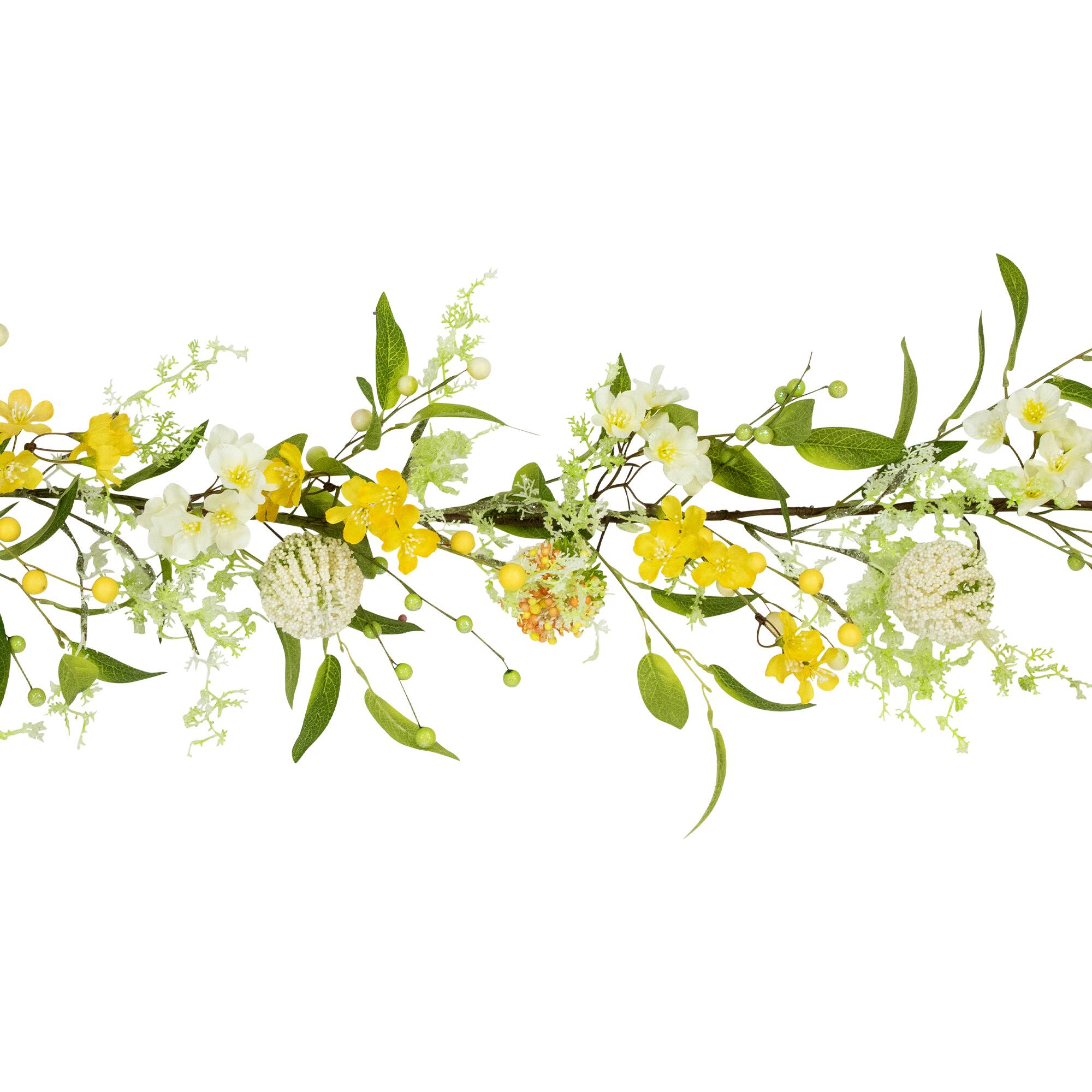 Northlight Berry and Thistle Floral Spring Garland 5' Yellow 35745086 ...
