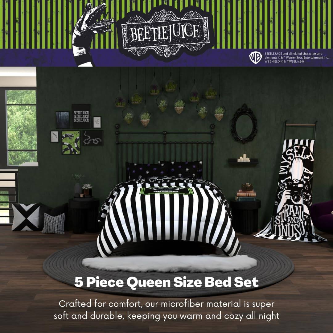 Paradigms Interiors Collectibles Beetlejuice Striped Bedding 5 Piece ...