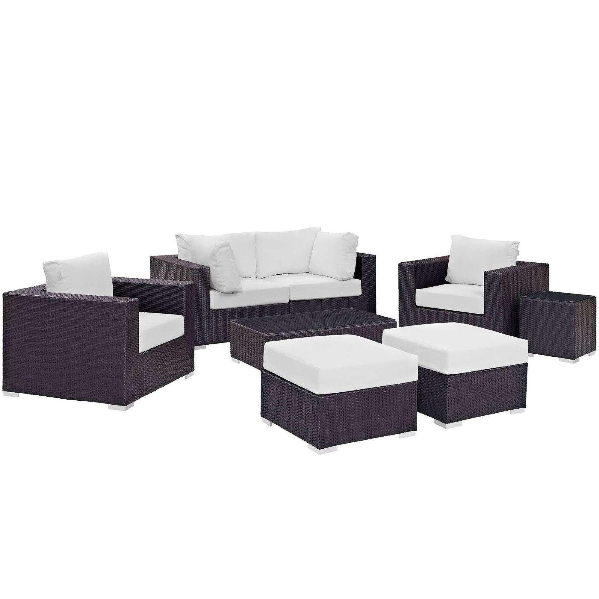 Modway Convene 8 Piece Outdoor Patio Sectional Set Cushioned Modular ...