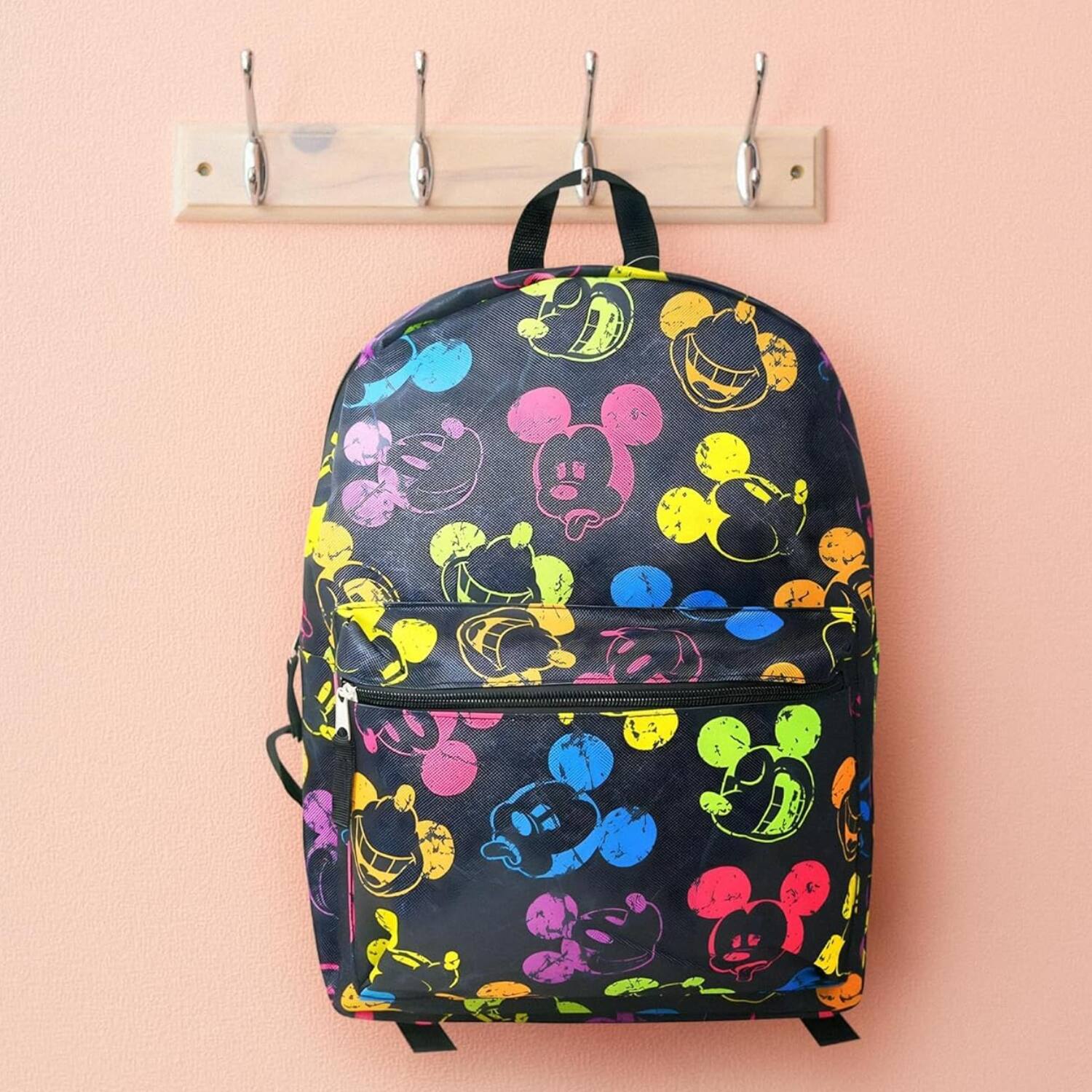 UPD Disney Mickey Mouse Black and Neon All Over Print 16" Unisex School Backpack Multicolored ...