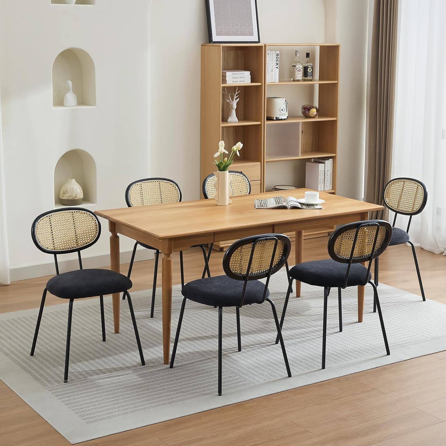 Babevy Rattan Dining Chairs Set, Mid Century Dining Room Chairs with ...