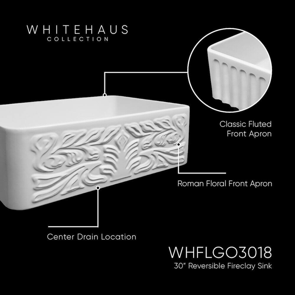 Whitehaus Farmhaus Fireclay Reversible Sink with a Gothichaus Swirl ...