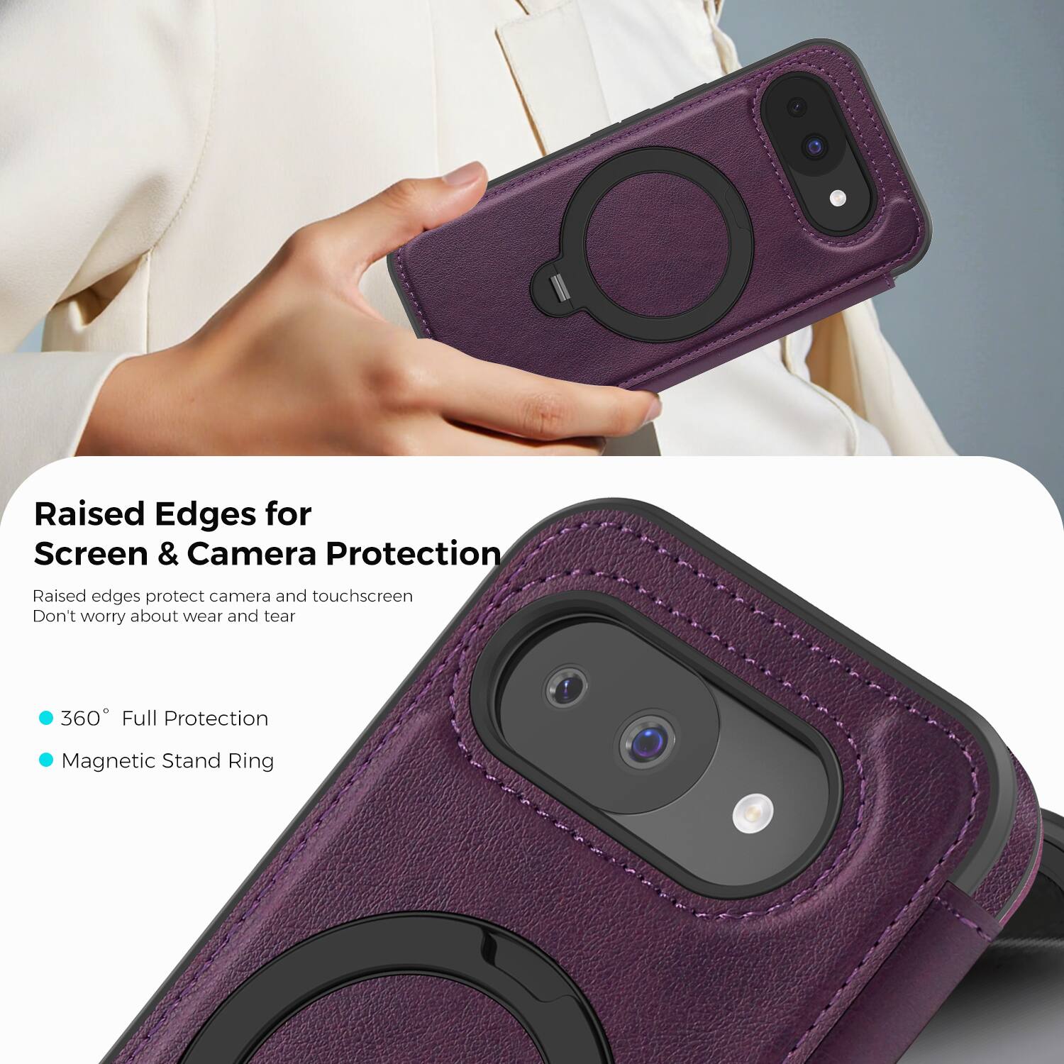Dteck For Google Pixel 10a Shockproof Leather RFID Blocking Card Slots ...