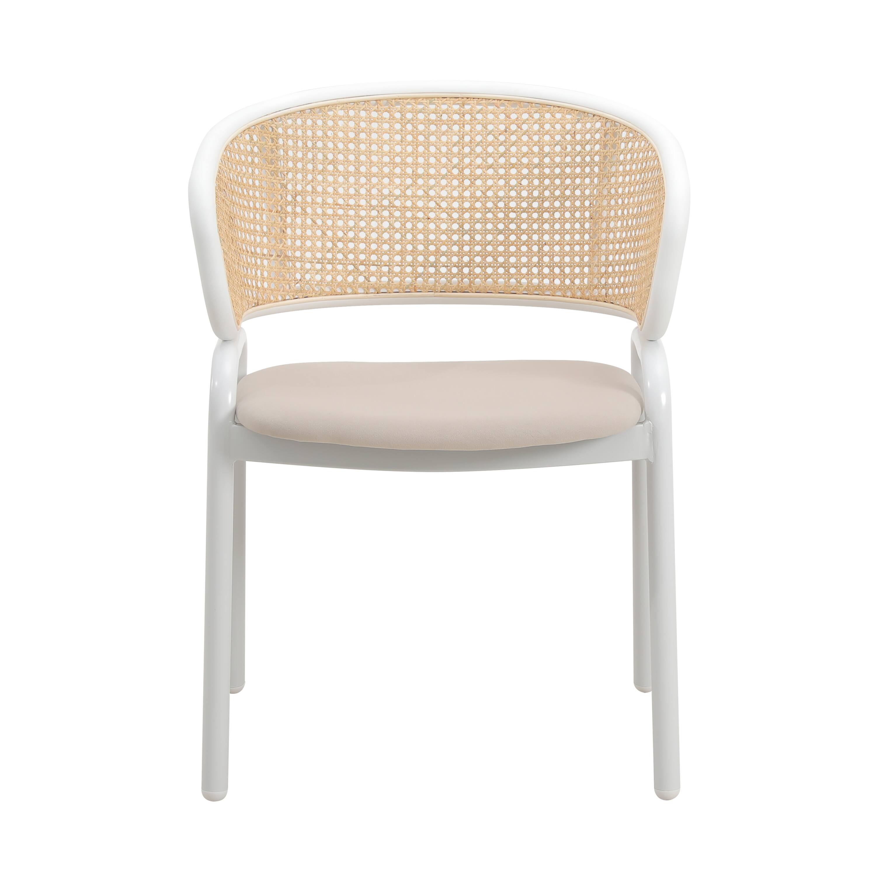 LeisureMod Ervilla Mid Century Velvet Dining Armchair Modern Rattan ...