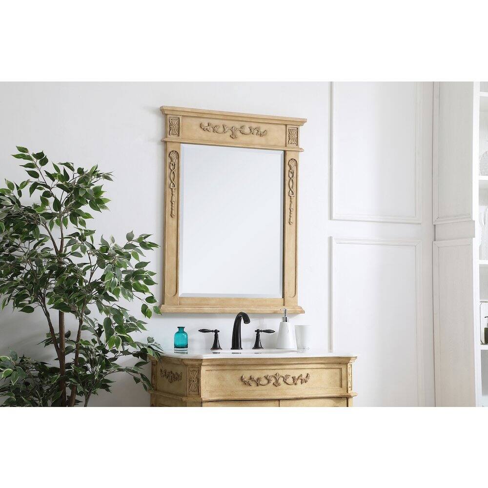 Elegant Decor Wood Frame Mirror 28 Inch X 36 Inch In Antique Beige ...