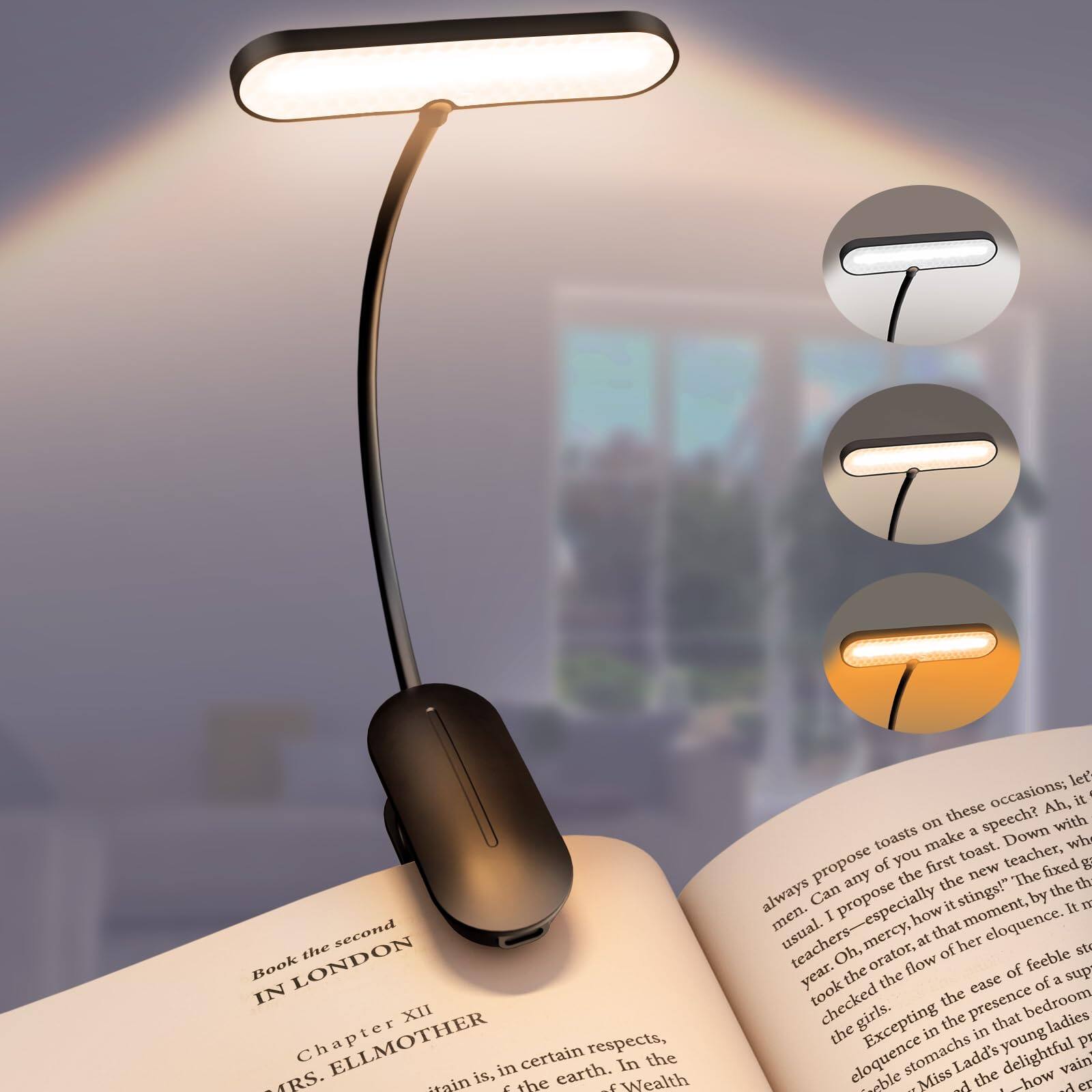 MAGICAL RUBS Book Light For Reading At Night 3 Color Modes & Stepless Dimming Books In Bed ...
