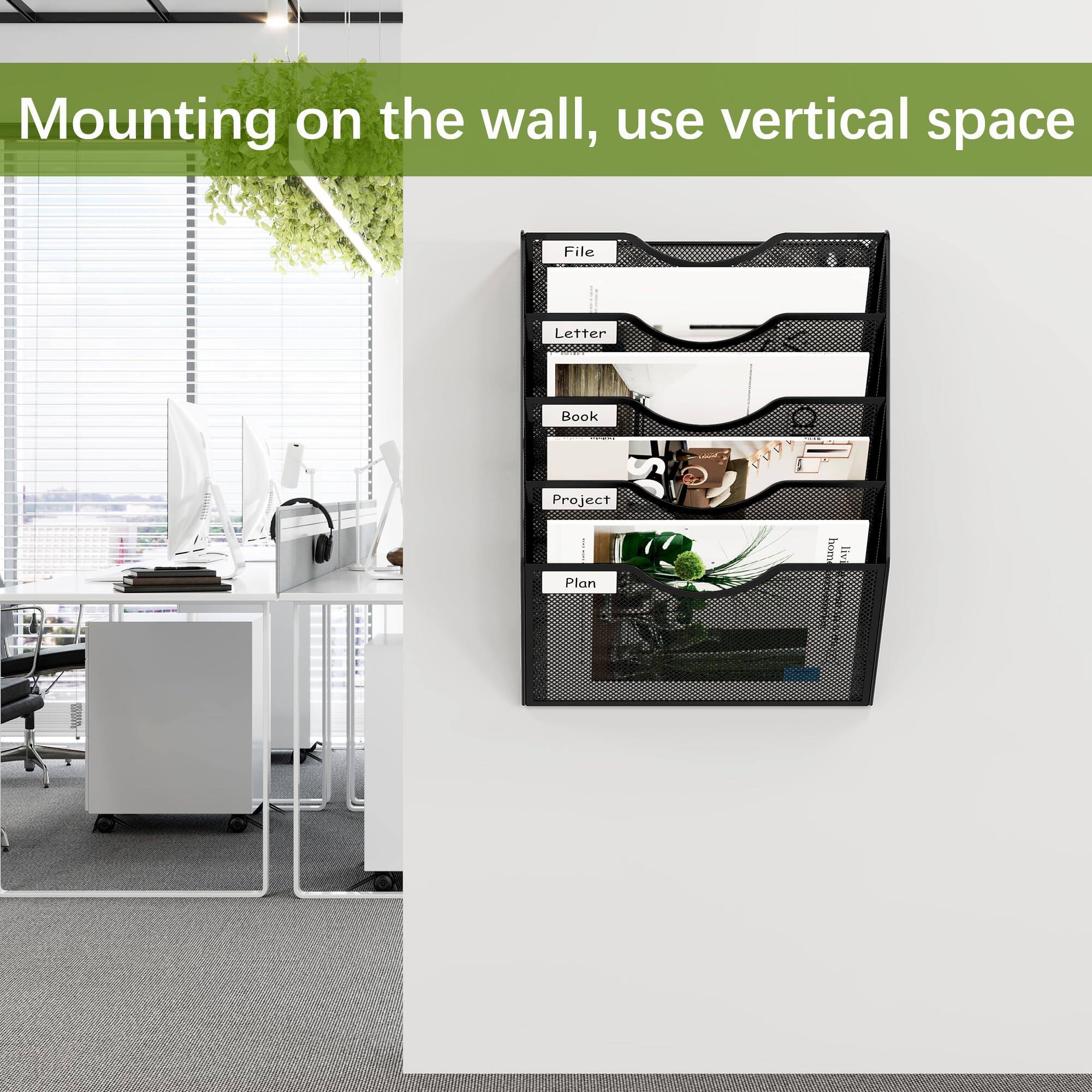 Dapper Styles 5 Pocket Mesh Hanging Wall File Organizer Easily ...