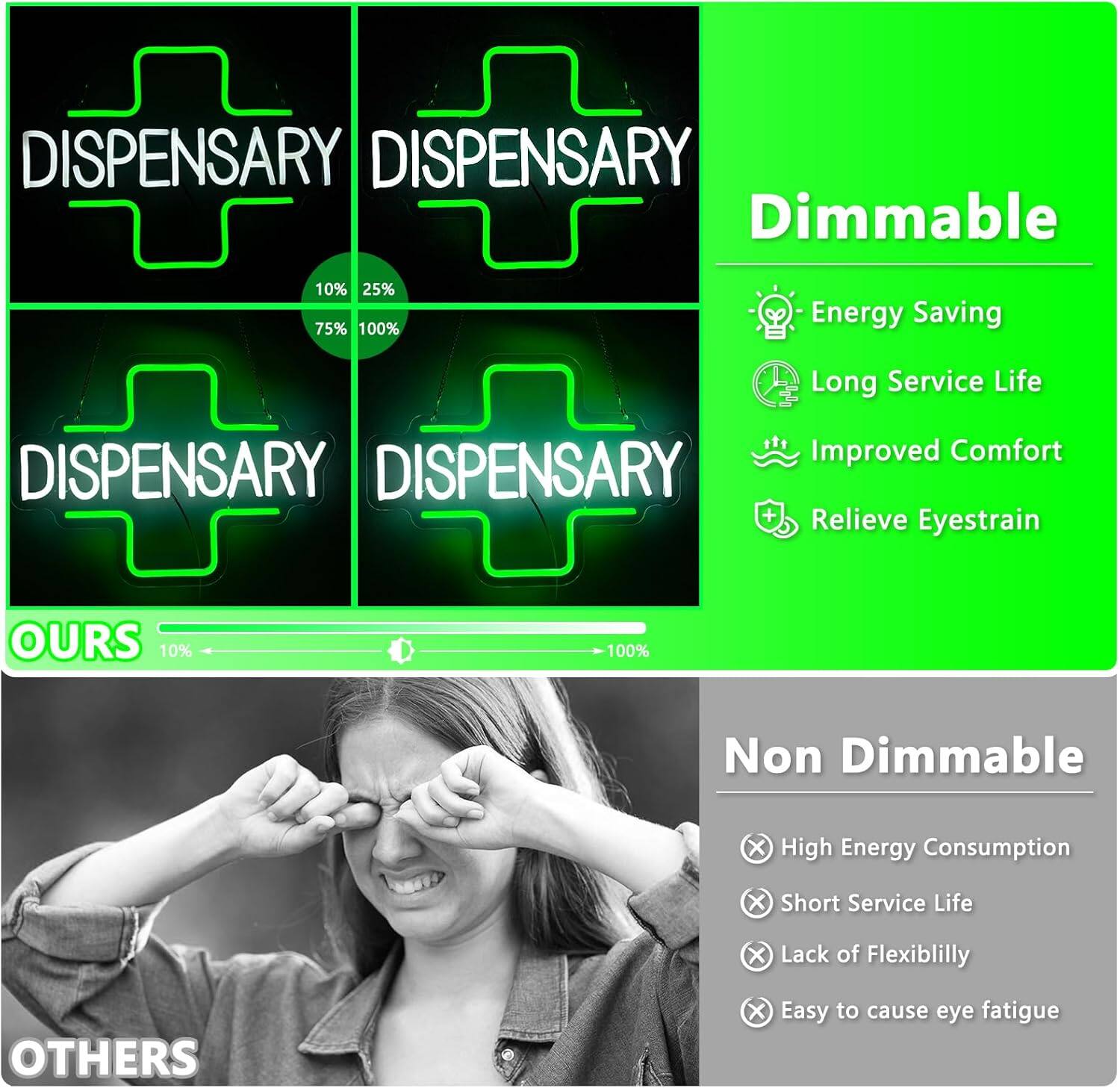 Auledio Dispensary Neon Sign, Green Cross Neon Signs for Wall Decor ...