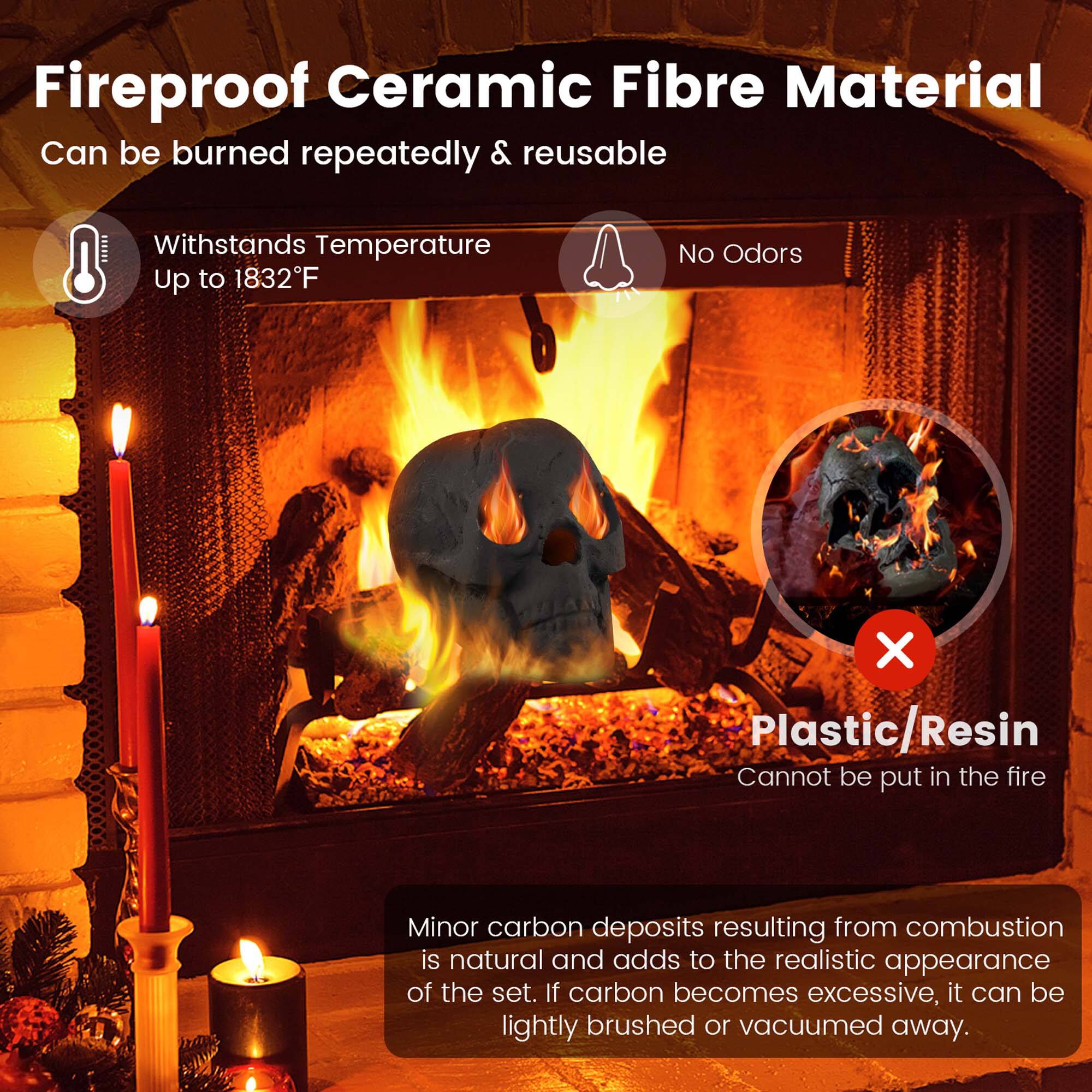 Costway Ceramic Fireproof Fire Pit Skull, Reusable Imitated Human Skull ...