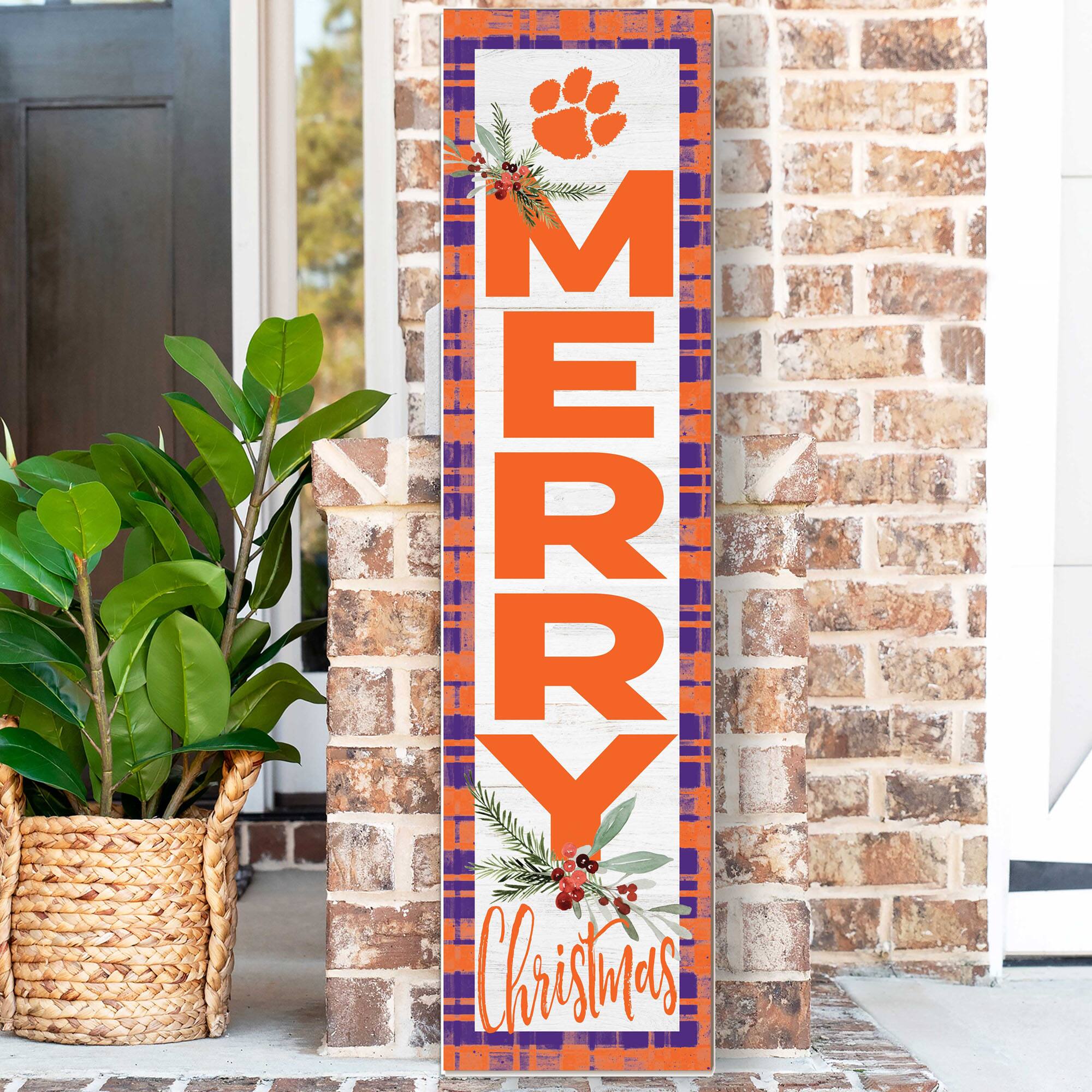Jardine Clemson Tigers 12'' x 48'' Outdoor Christmas Leaner White ...