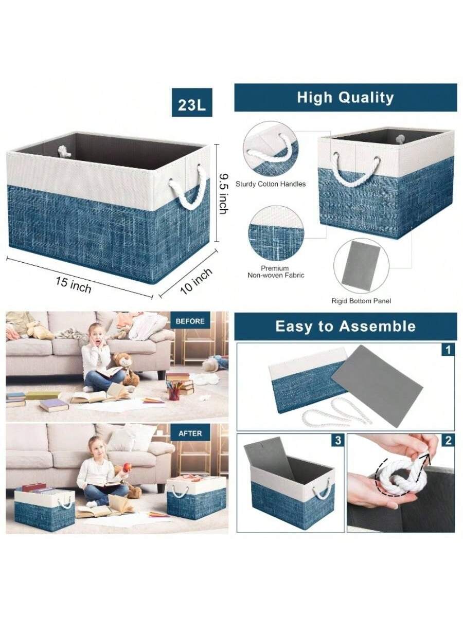 Live At Space Storage Bins 3 Pack Foldable Baskets Organizing Toys ...