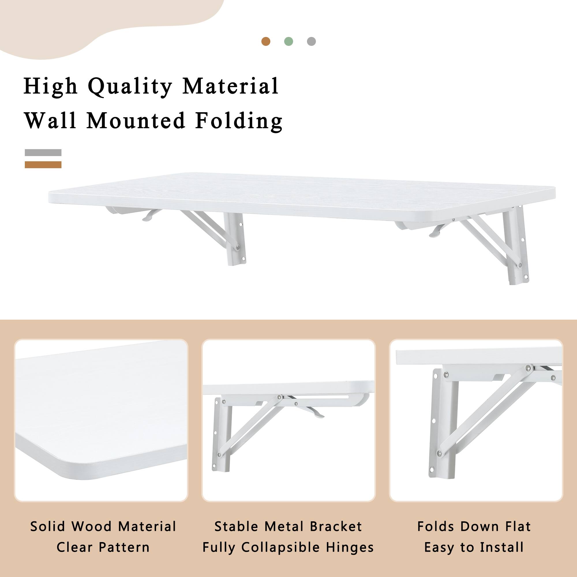 Anysun Wall Mounted Folding Table – Space Saving Drop Leaf Desk for ...
