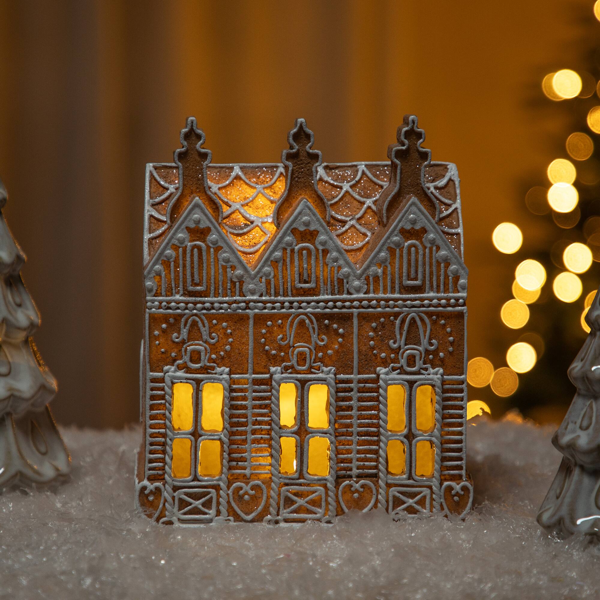 Northlight Lighted and Frosted Icing Triple Row Gingerbread House ...