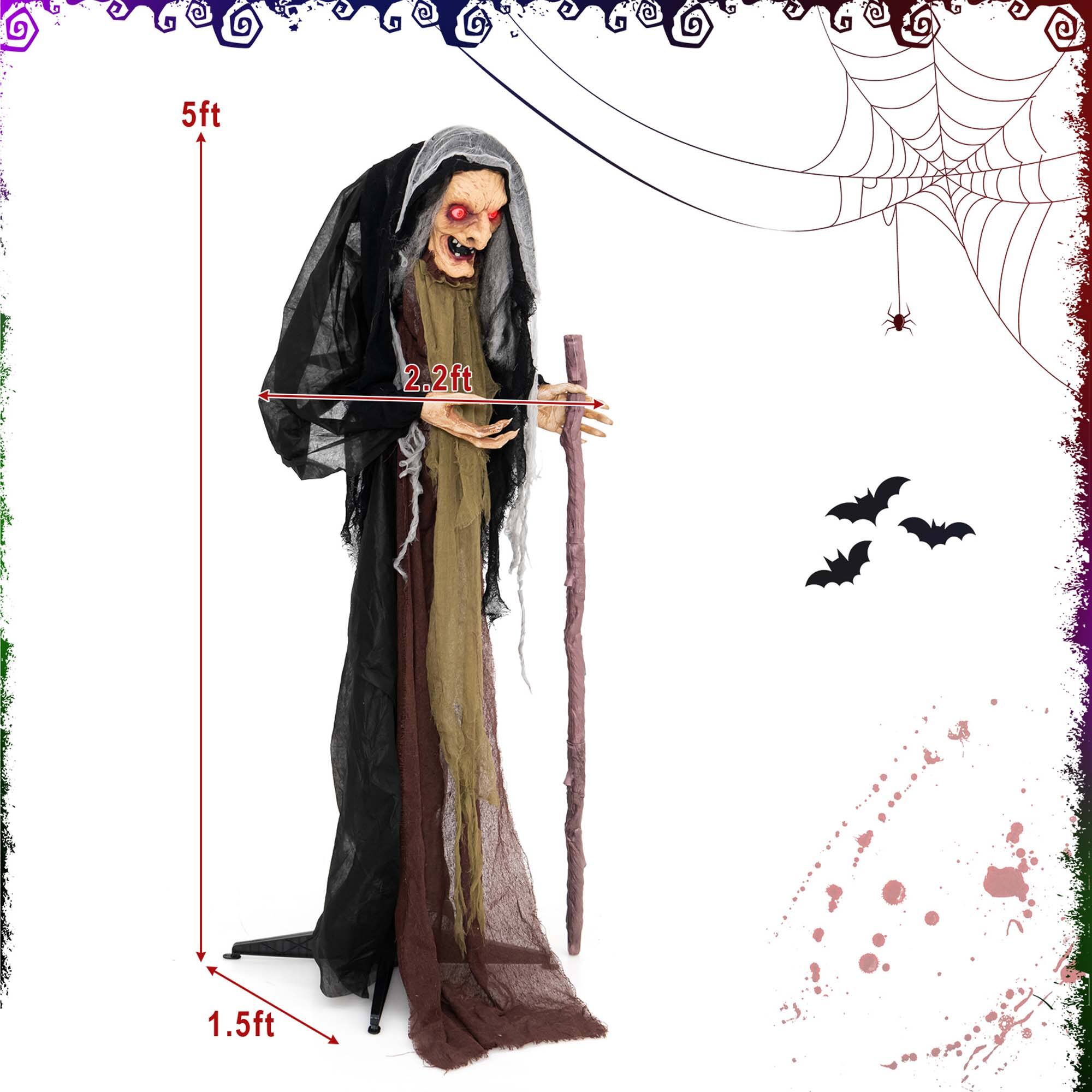 Costway 5 FT Halloween Animated Standing Witch Life Size Decoration ...