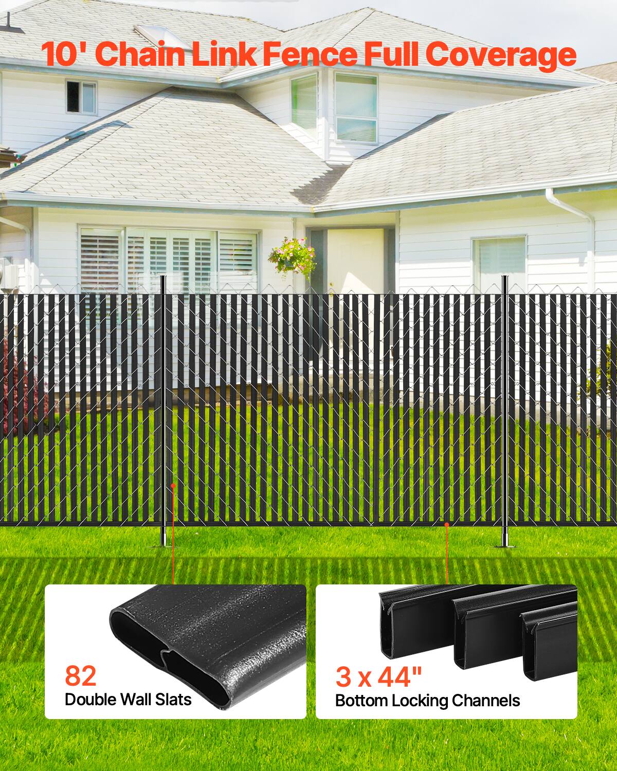 VEVOR Bottom Locking Privacy Slats, Double Wall Vertical Bottom Locking ...
