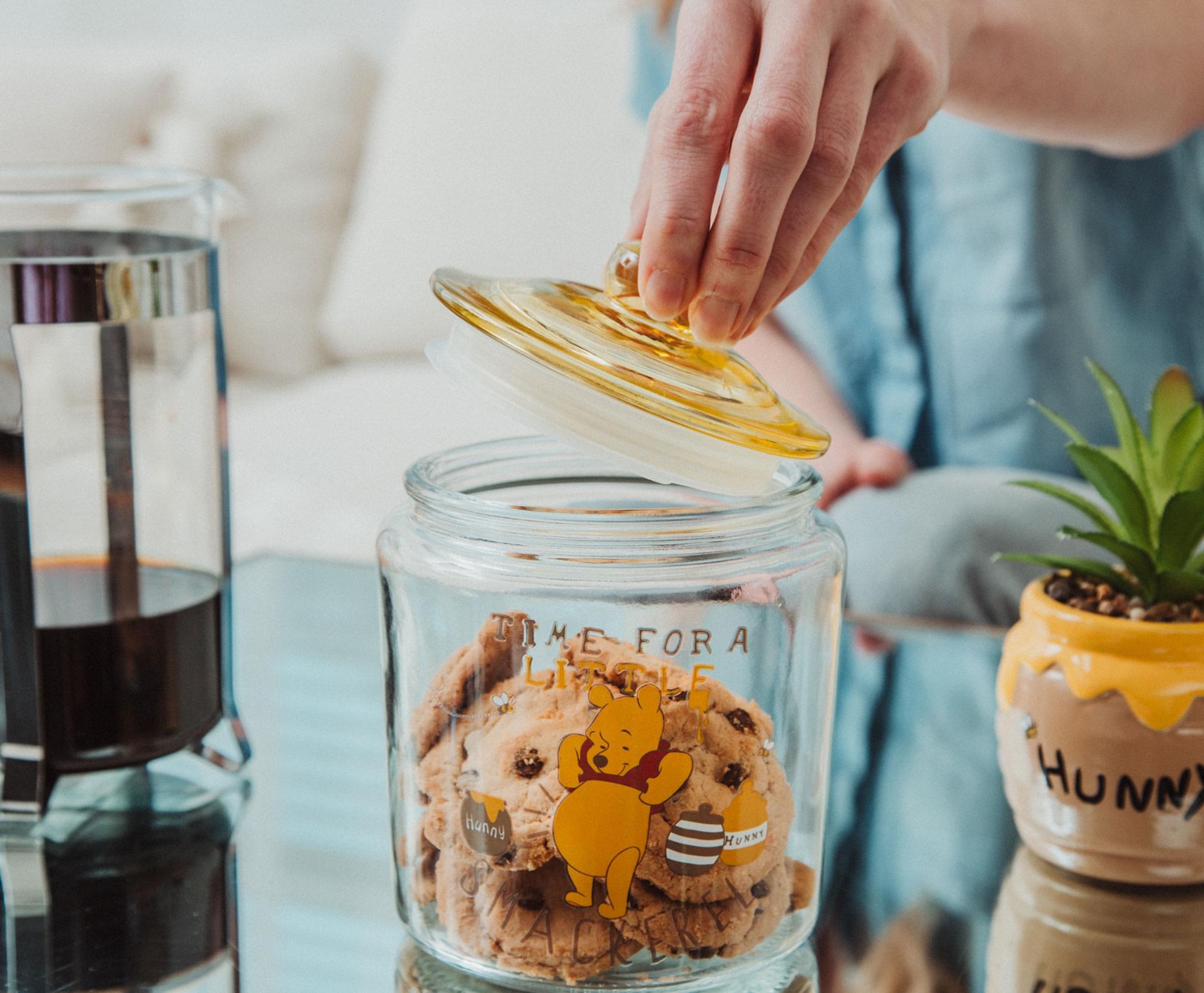 Disney Winnie the Pooh Glass Snack Jar Container With Lid | 6 Inches ...