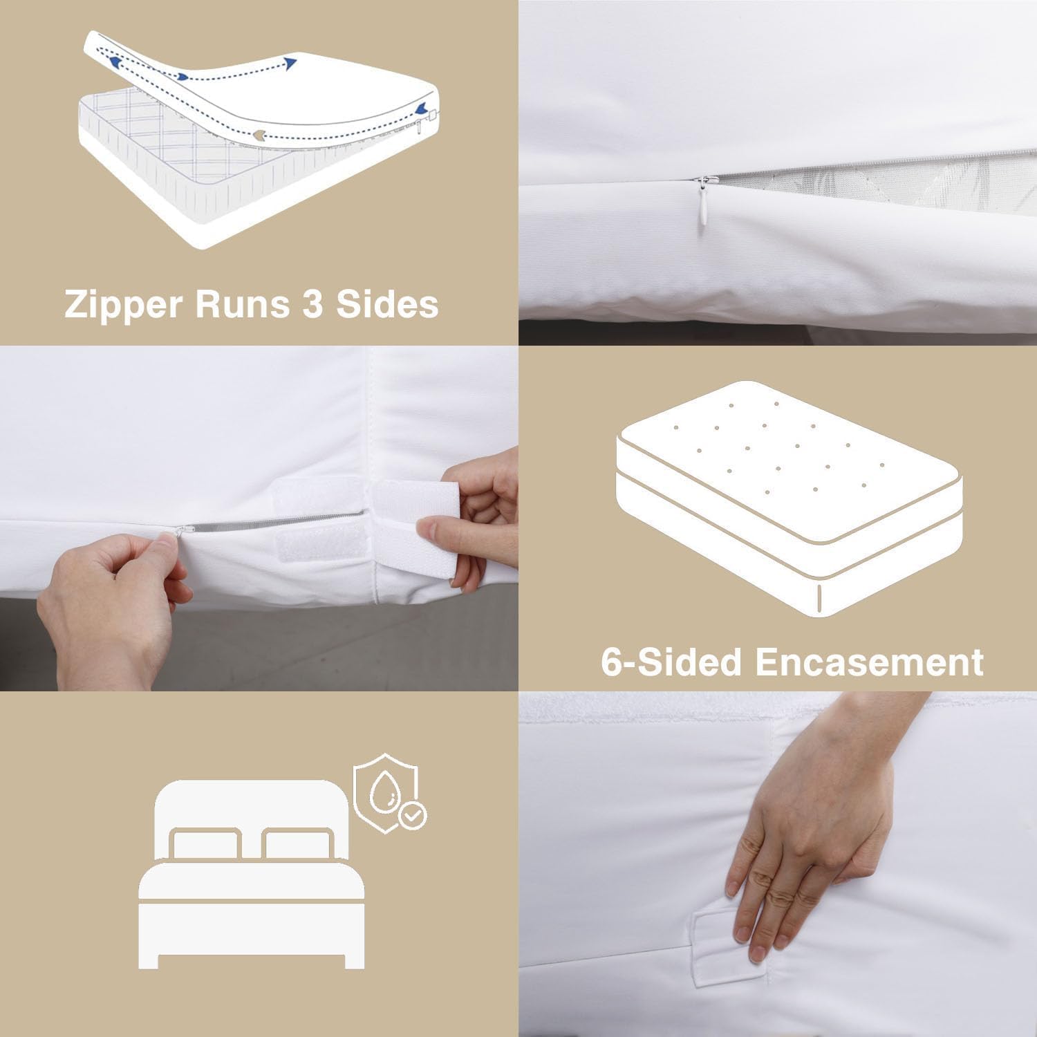 Comfort Essence Zippered Split King Mattress Protector 39 X 80 Soft ...