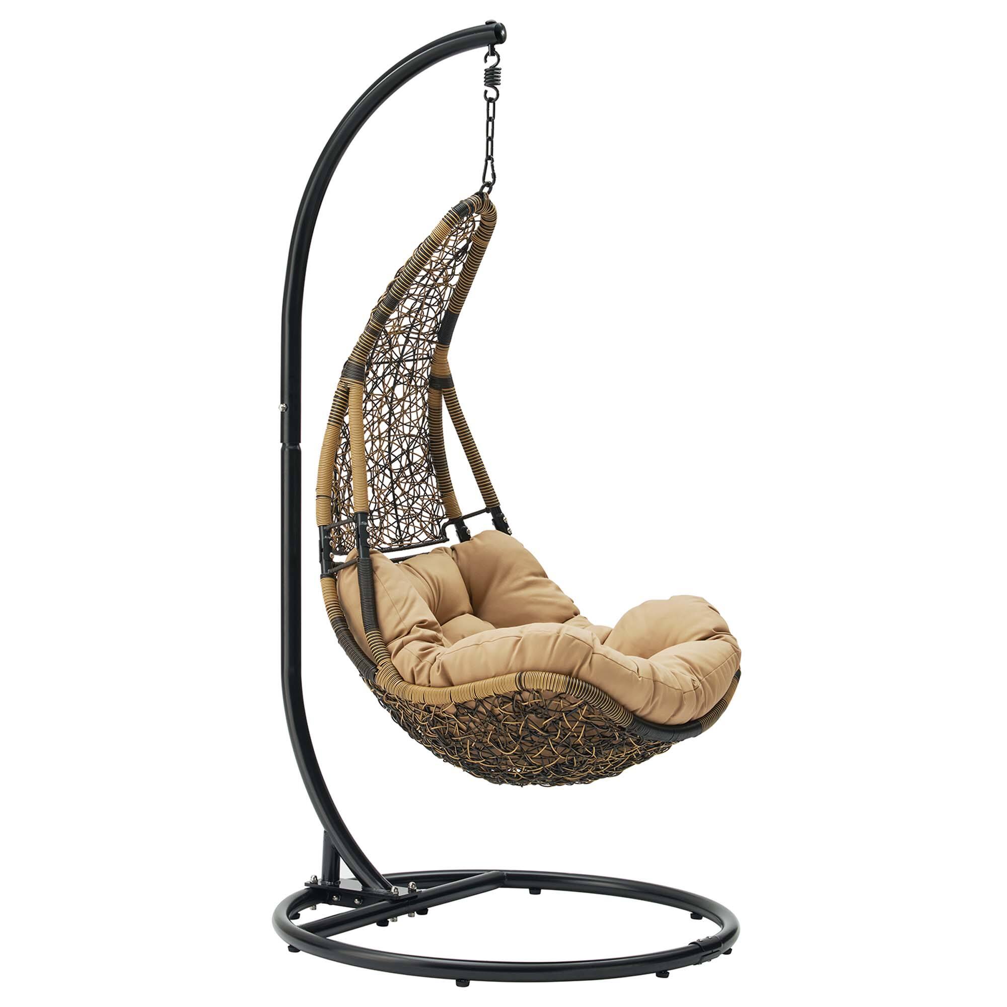 Abate Wicker Rattan Outdoor Patio Swing Chair by Modway Black Mocha EEI ...